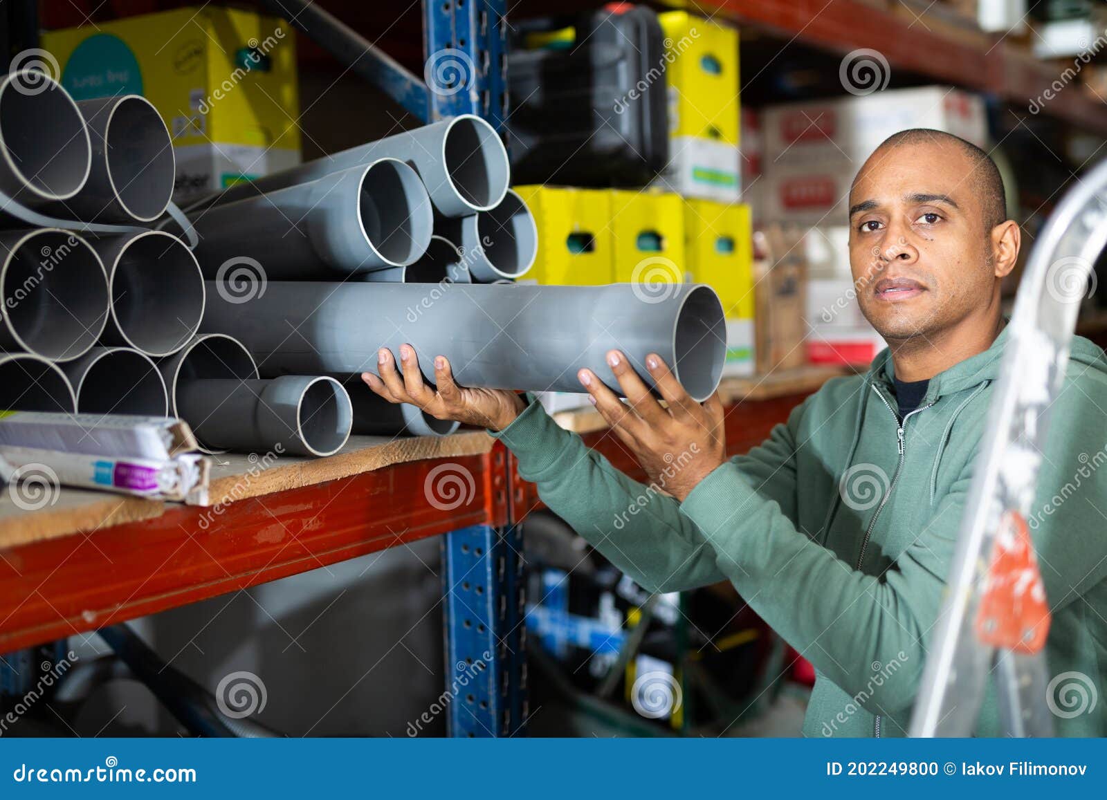 Craftsman Selects Plastic Plumbing Pipes in Hardware Store Stock Photo ...