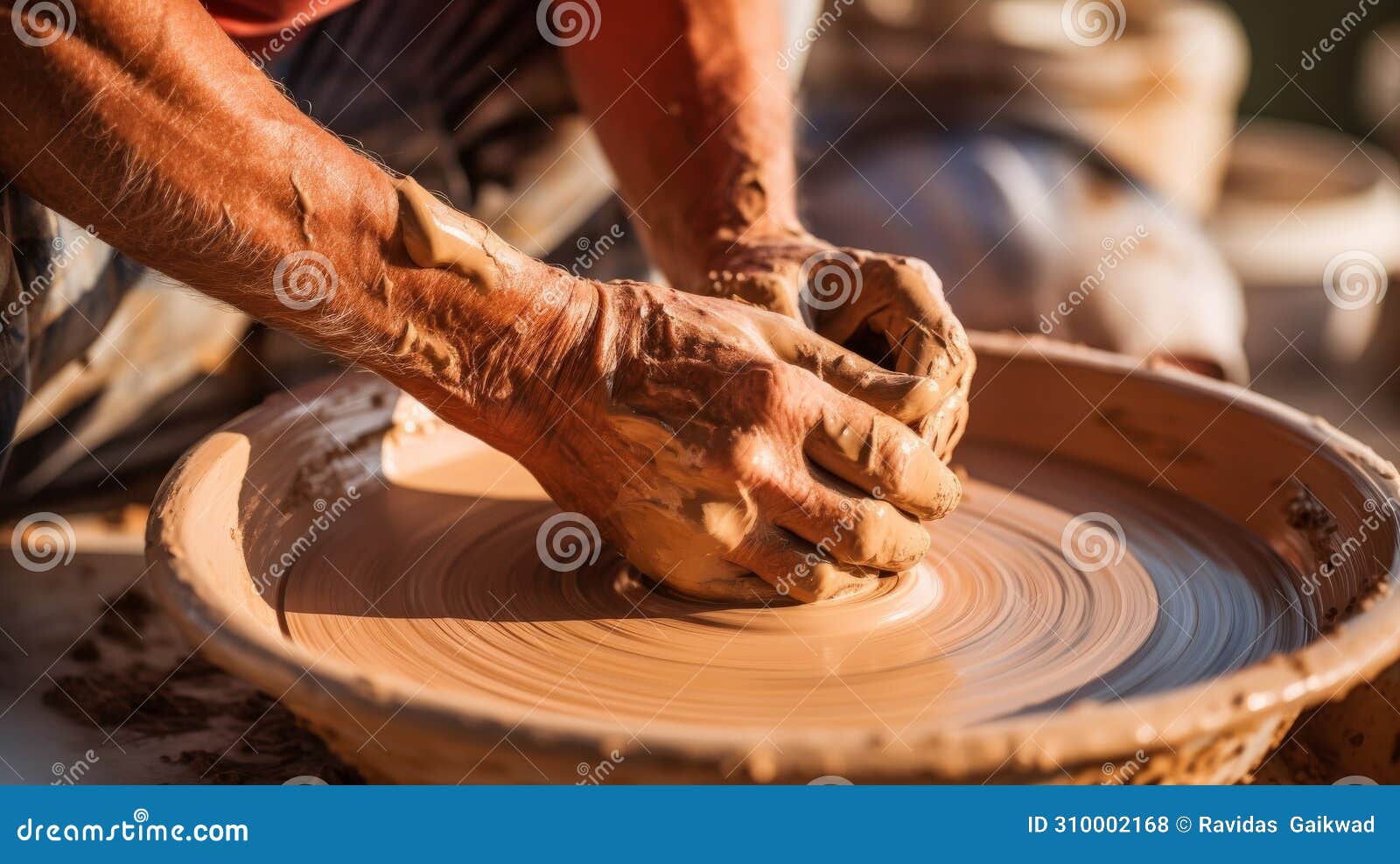 Craftsman Shaping Clay on Rotating Pottery Wheel Stock Illustration ...