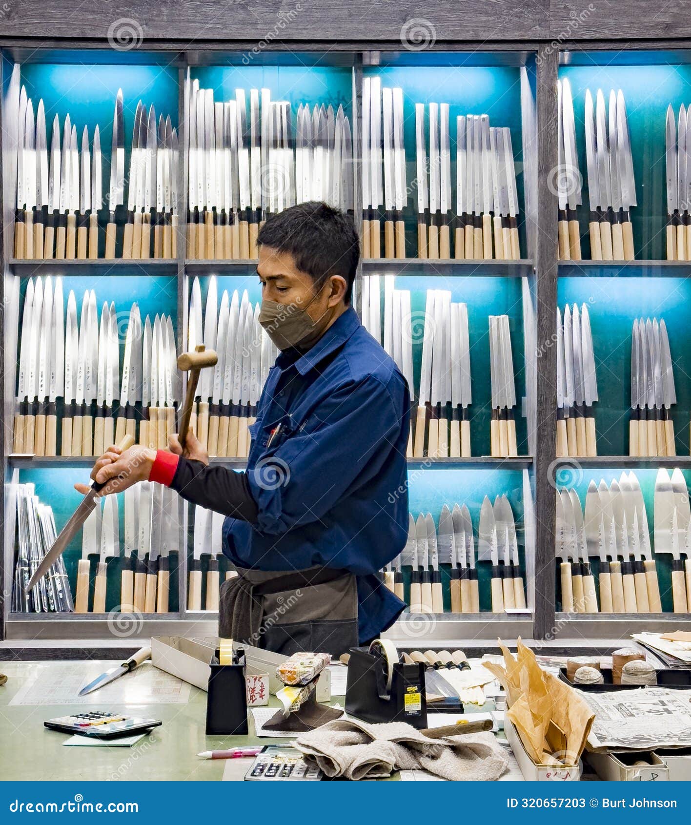 Craftsman Sharpening Knives in Workshop Editorial Stock Photo - Image ...