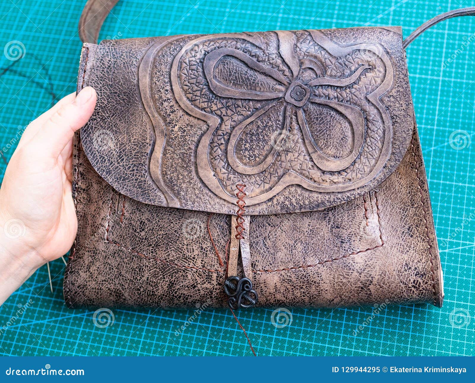 Craftsman Shows the Carved Flap of the Handbag Stock Image - Image of ...