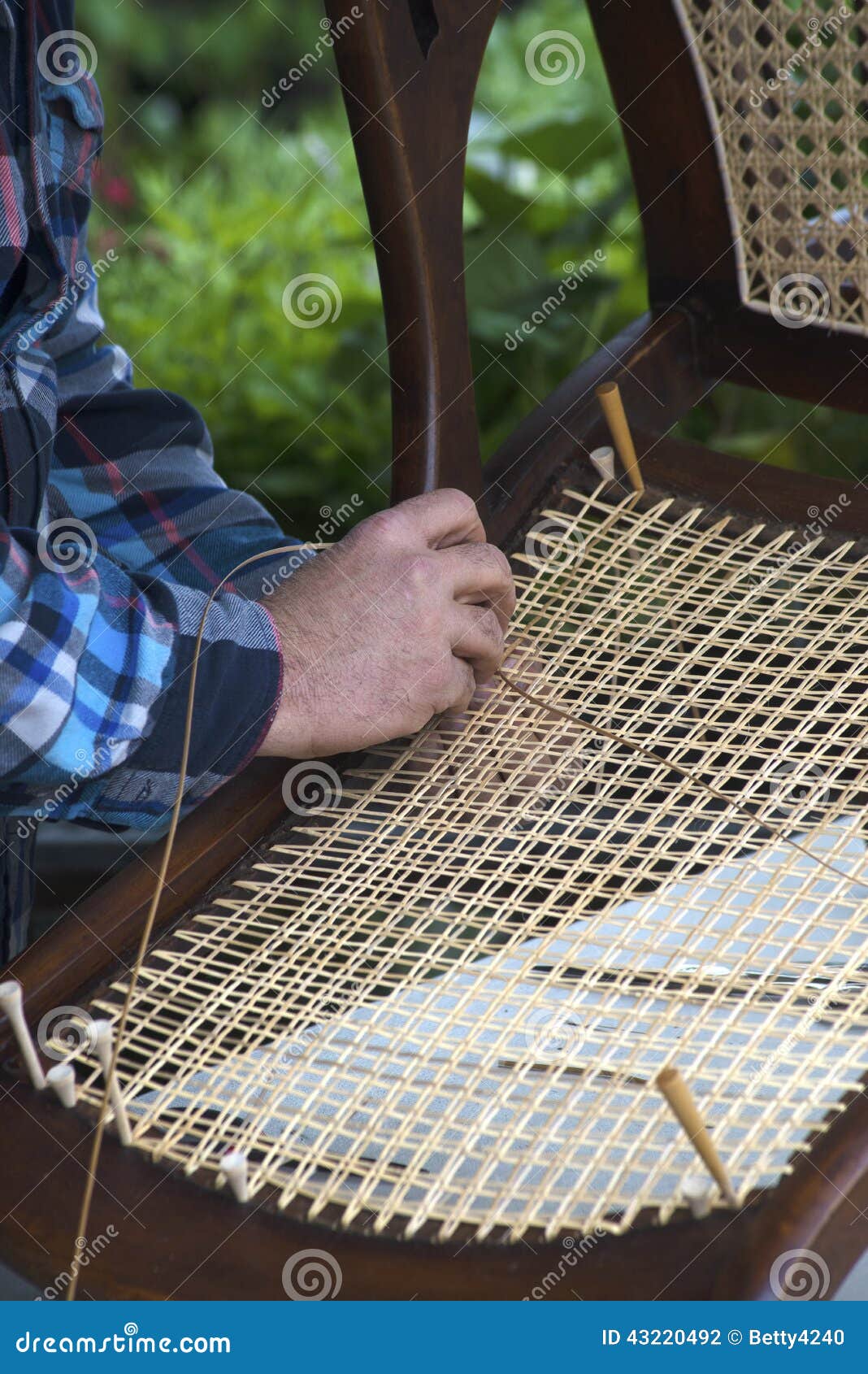 Craftsman Stringing a Chair Bottom. Stock Photo - Image of talent ...