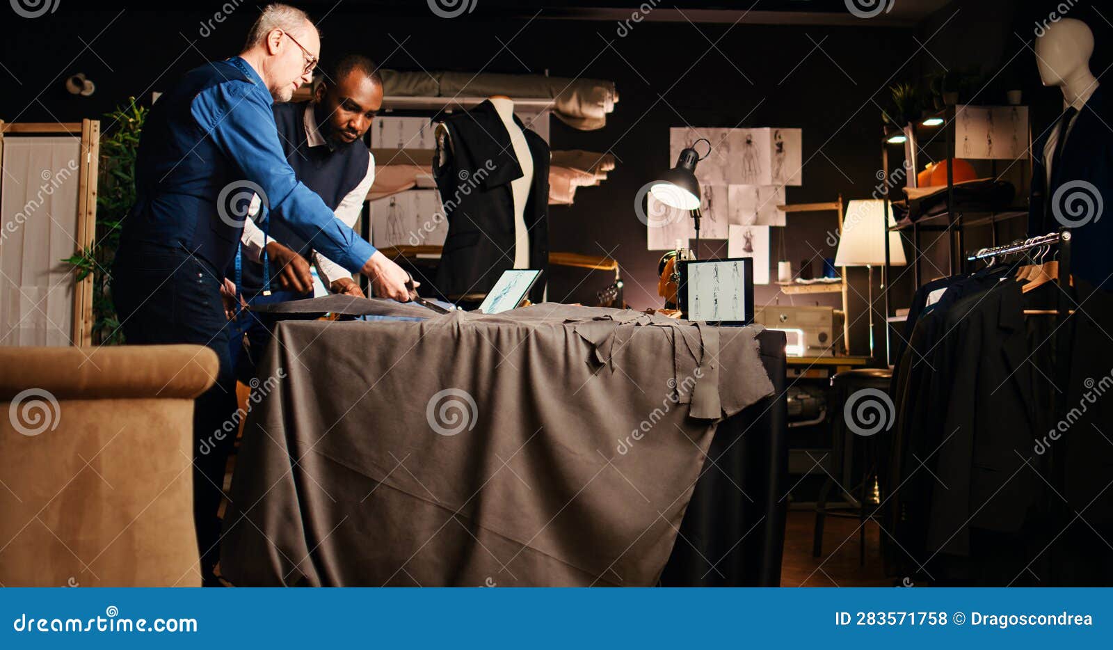 Craftsman and Student Work on Clothes Stock Photo - Image of scissors ...