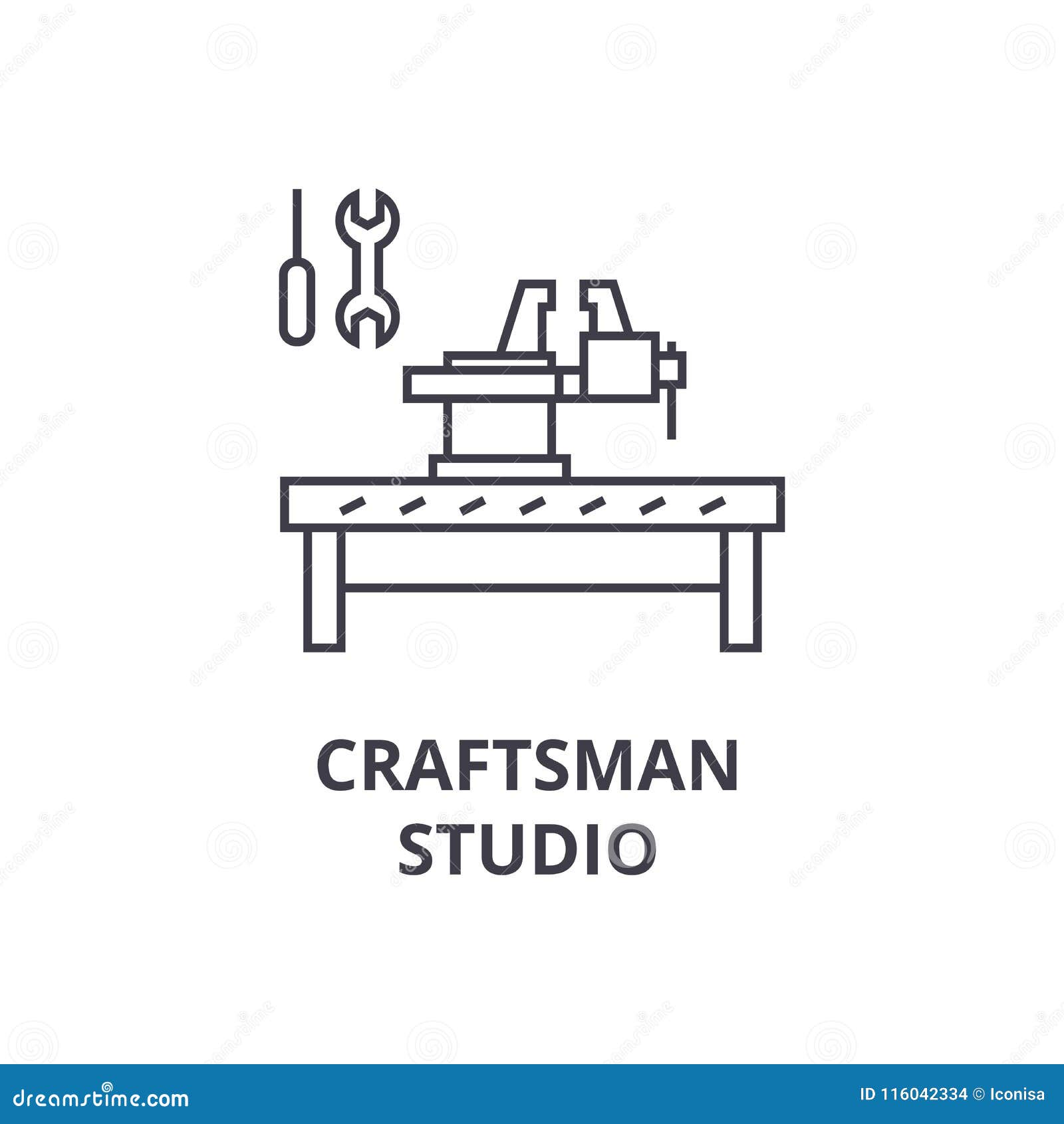 Craftsman Line Art Minimalist Logo Badge Vector Illustration ...