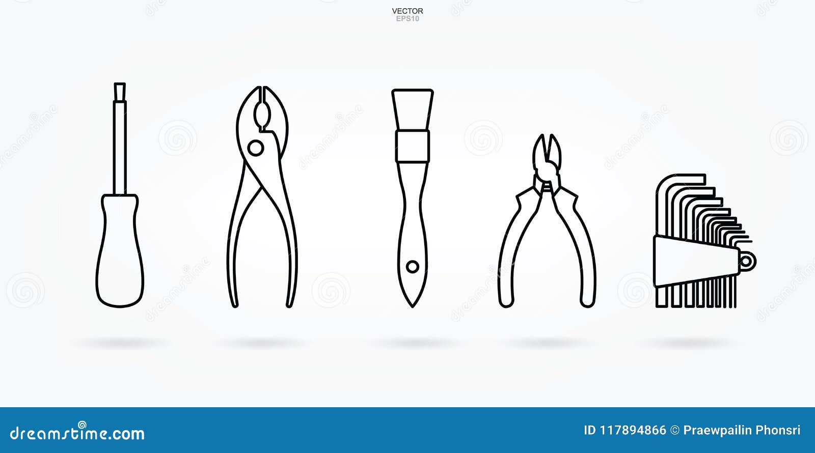Craftsman Tool Icon Set. Technician Tool Sign and Symbol. Vector. Stock ...