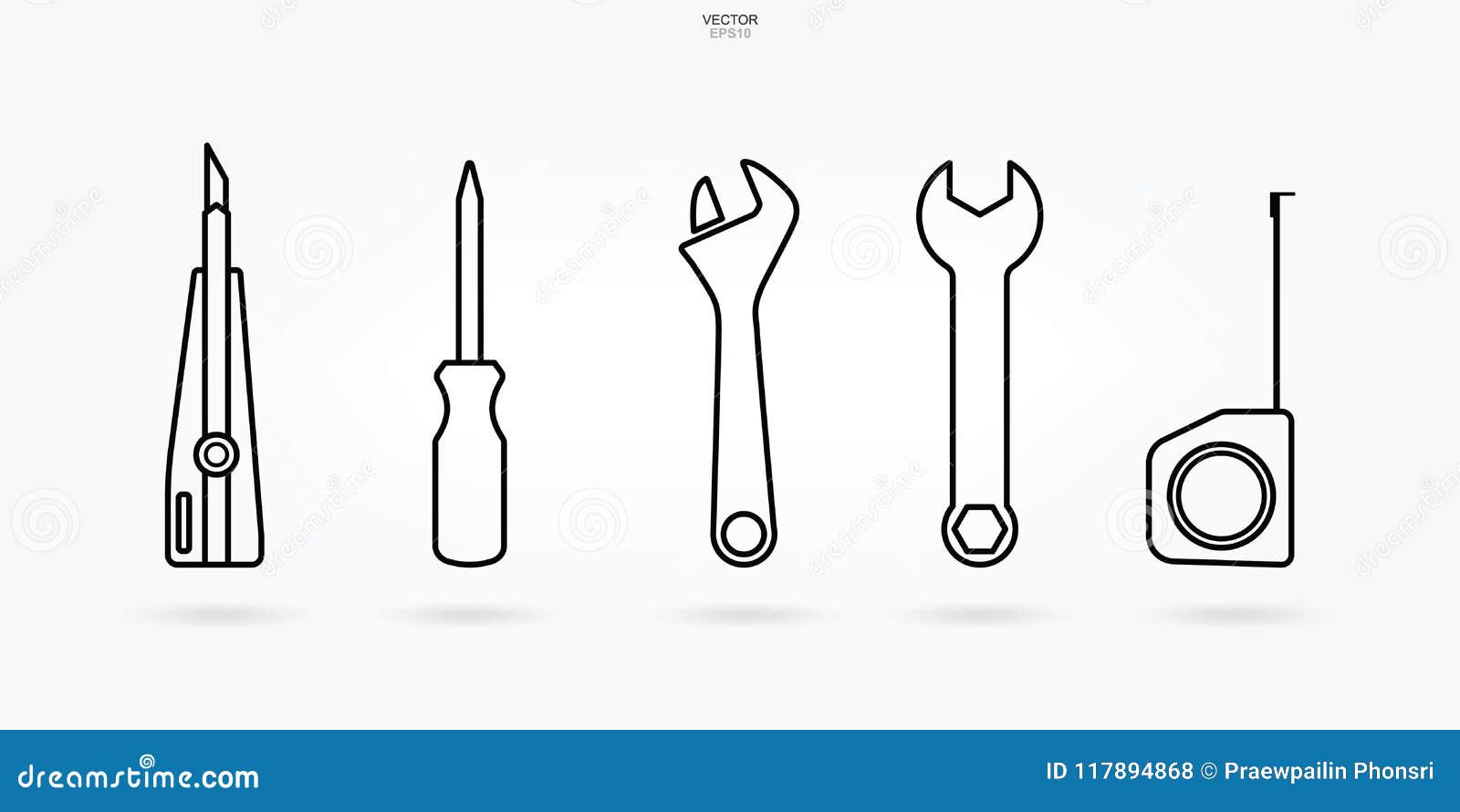 Craftsman Tool Icon Set. Technician Tool Sign and Symbol. Vector. Stock ...