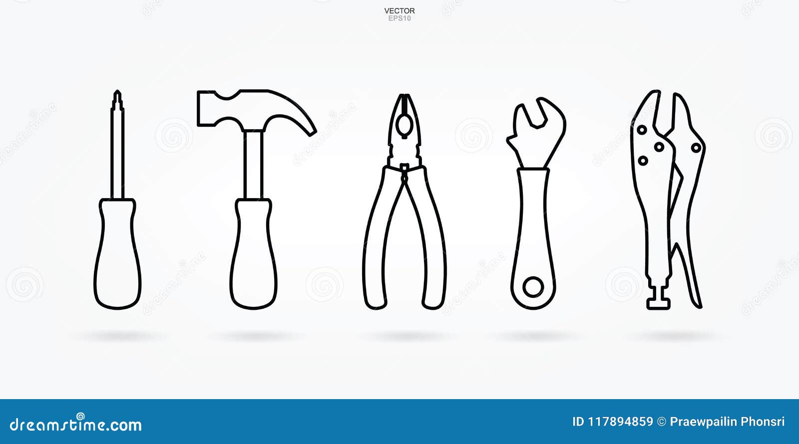 Craftsman Tool Icon Set. Technician Tool Sign and Symbol. Vector. Stock ...