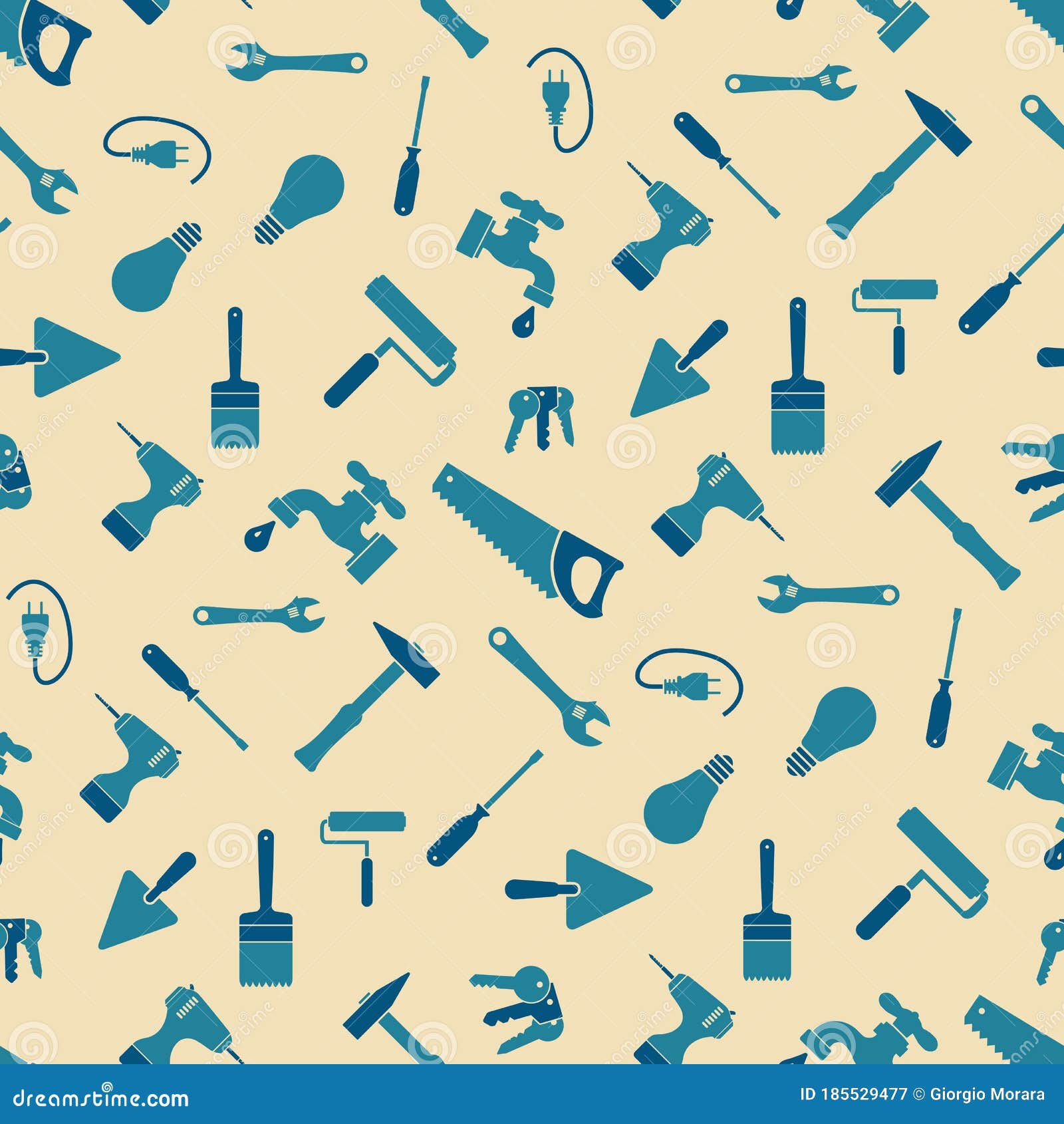 Craftsman Vector Tools Seamless Pattern Stock Vector - Illustration of ...