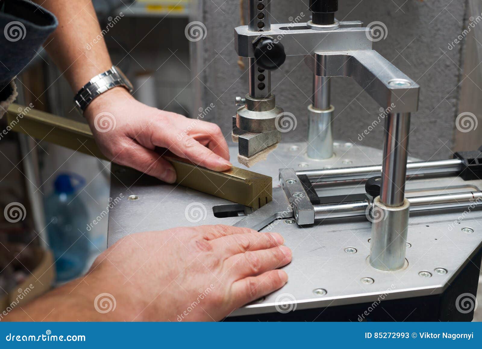 Craftsman Working on Frame in Frameshop. Stock Image - Image of ...