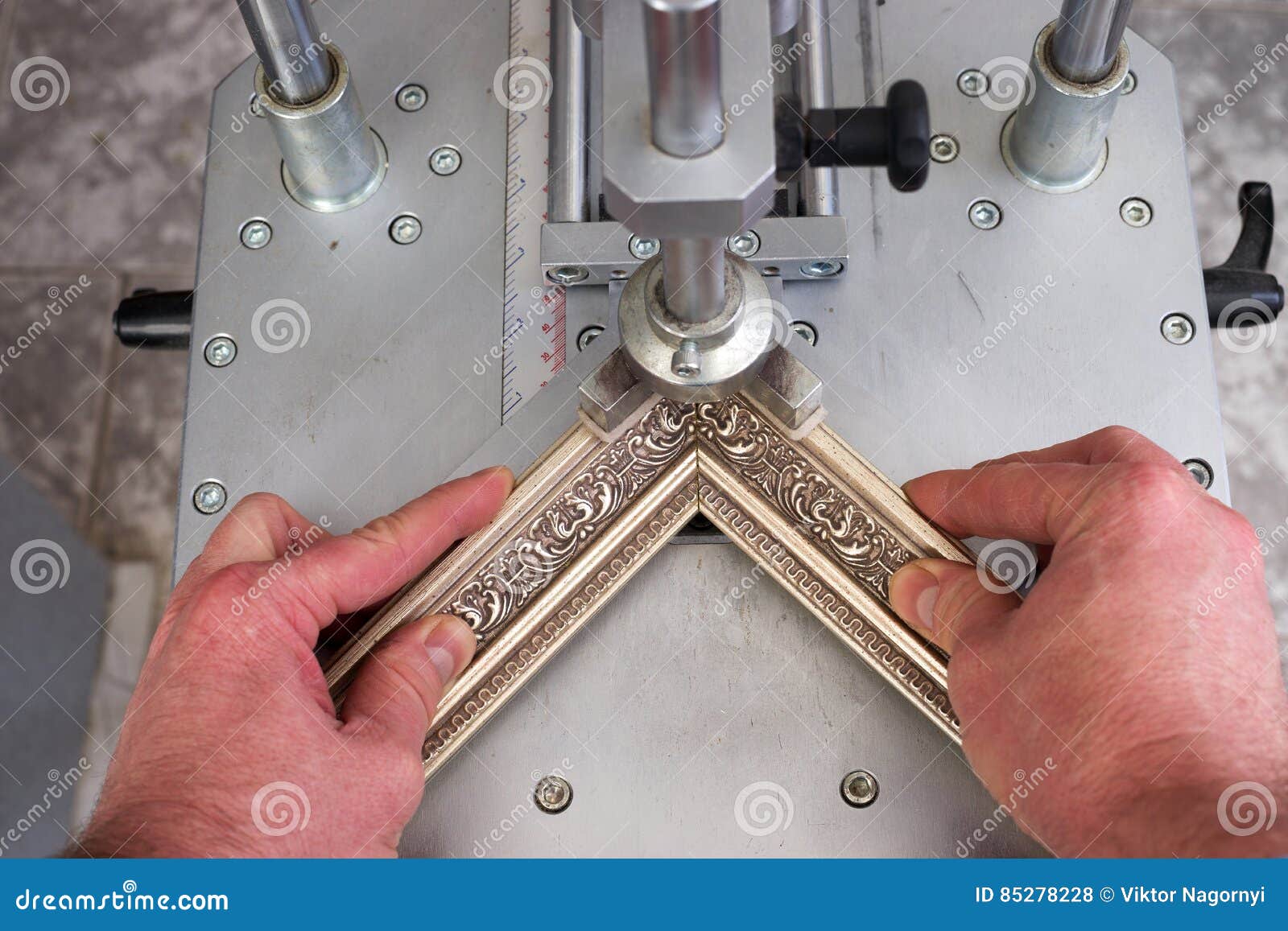Craftsman Working on Frame in Frameshop. Stock Photo - Image of ...