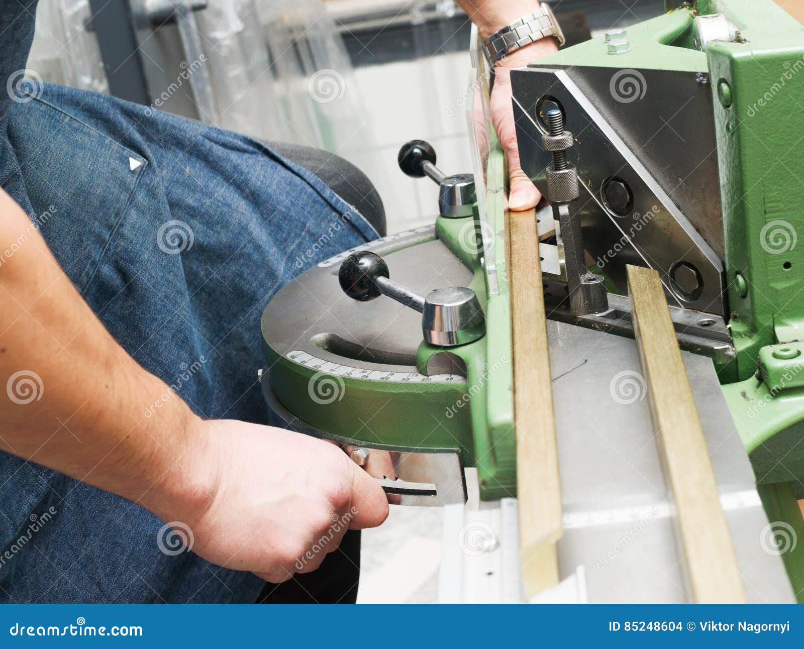 Craftsman Working on Frame in Frameshop. Stock Photo - Image of indoors ...