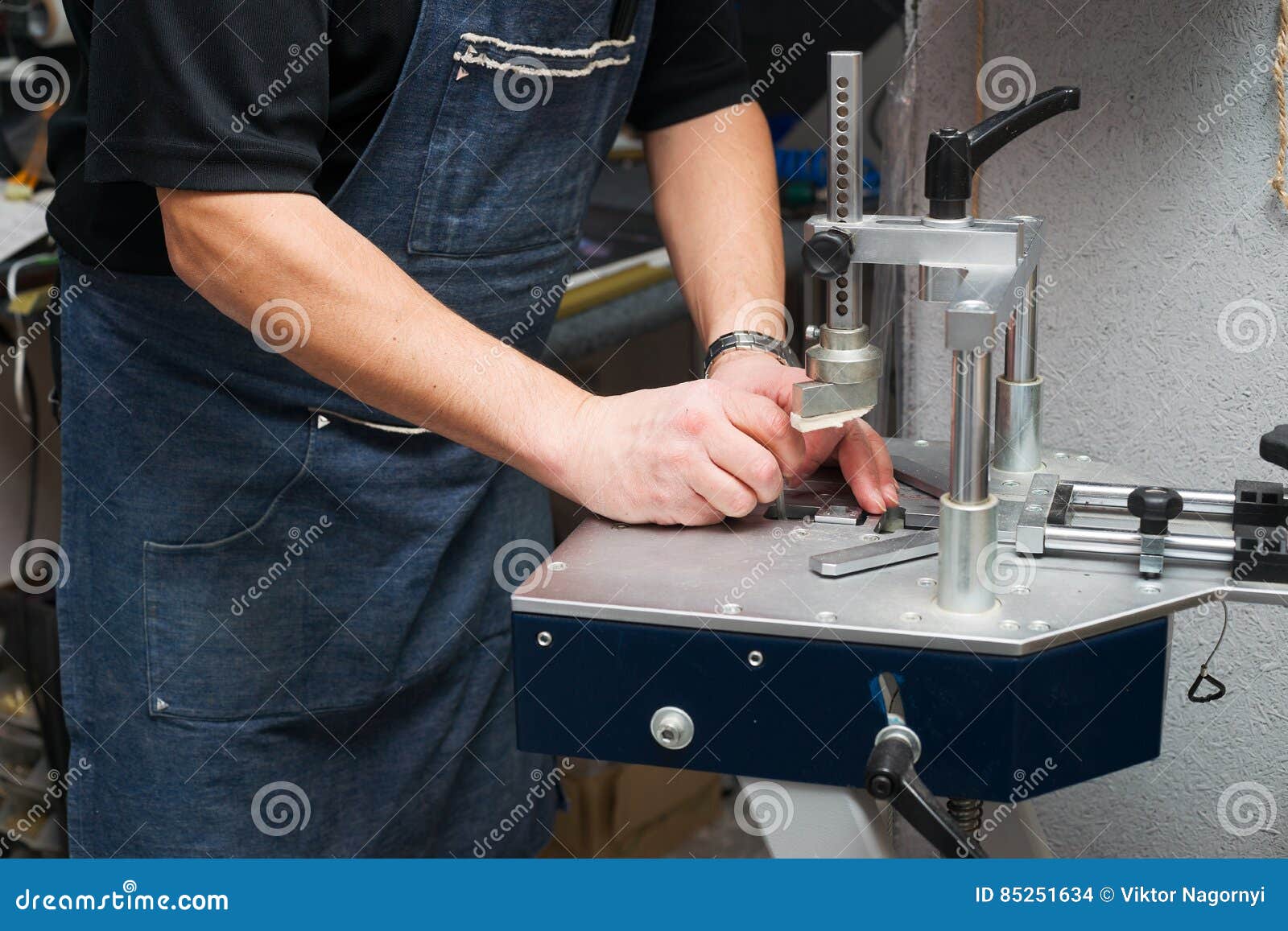 Craftsman Working on Frame in Frameshop. Stock Photo - Image of angle ...
