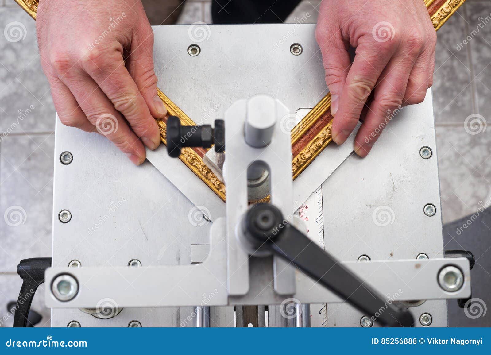 Craftsman Working on Frame in Frameshop. Stock Photo - Image of indoors ...