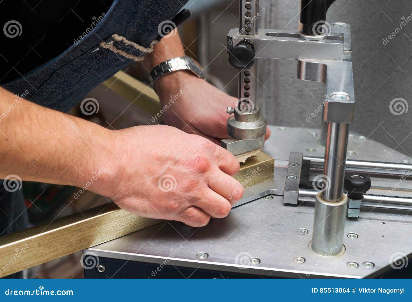 Craftsman Working on Frame in Frameshop. Stock Photo - Image of framer ...