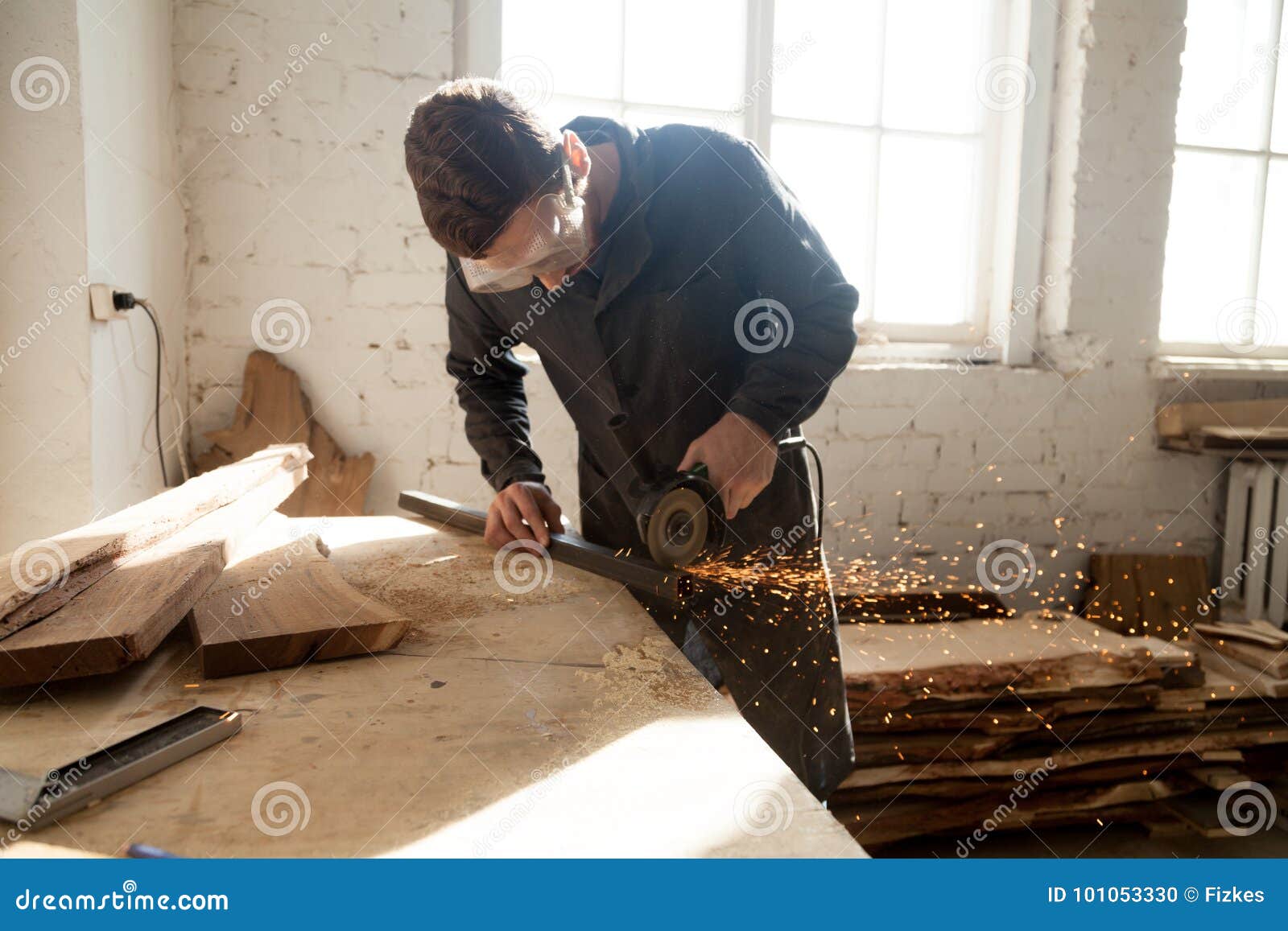 Craftsman Working on a New Project in Workshop Stock Photo - Image of ...