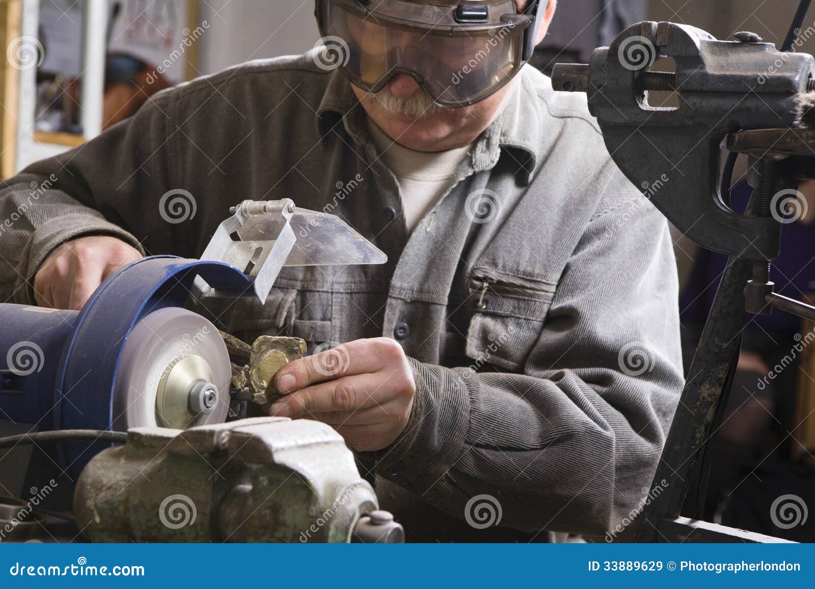 Craftsman Working with Stone Stock Image - Image of concentration ...
