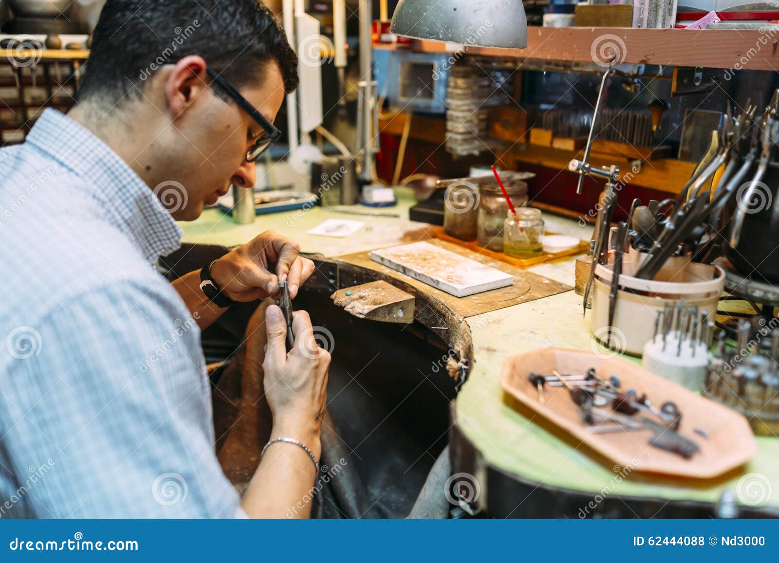Craftsman Working on Workbench Stock Photo - Image of garage, repair ...