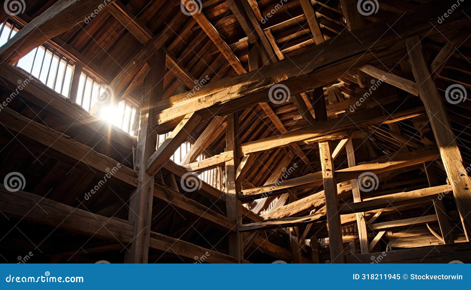 Craftsmanship Historic Timber Frame Stock Illustration - Illustration ...