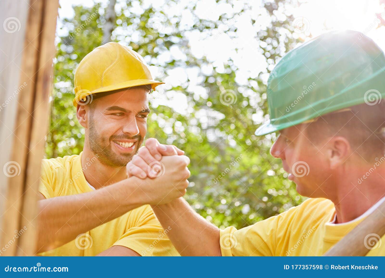 Craftsmen Do Teamwork in House Building Stock Photo - Image of site ...