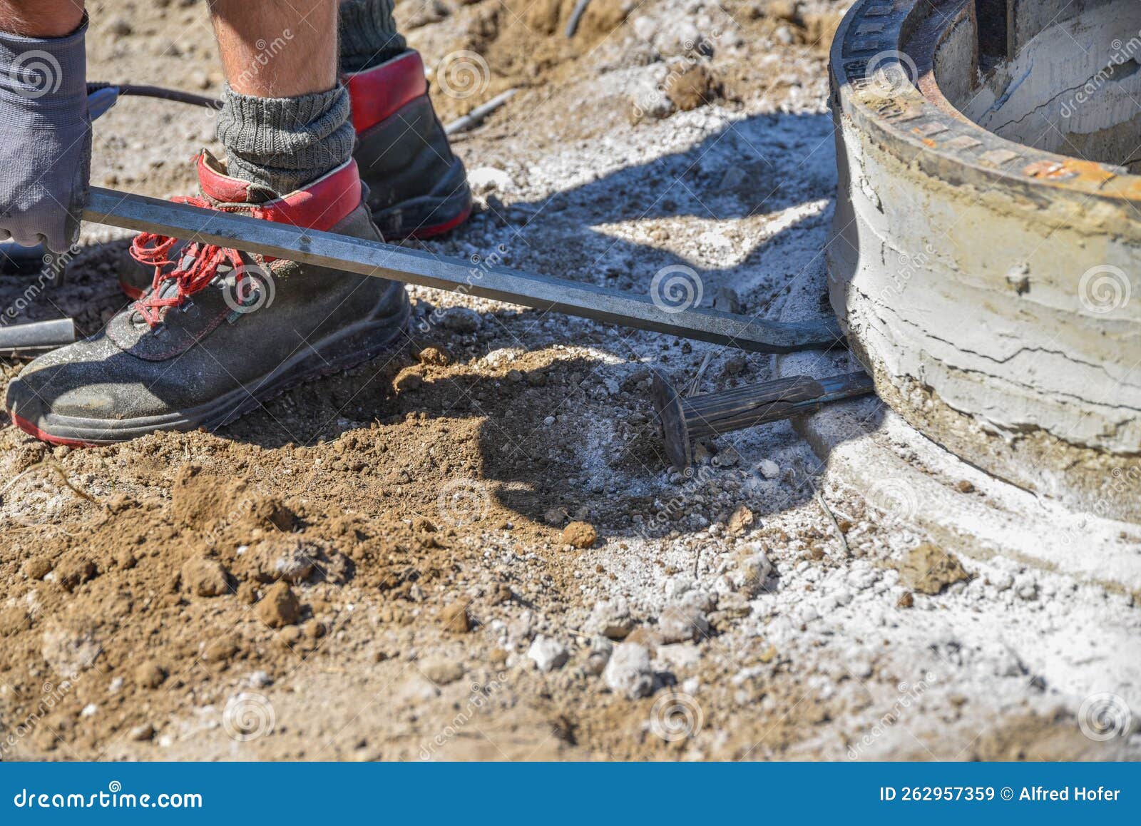 Construction Worker with Chisel - Craftsman Stock Image - Image of ...