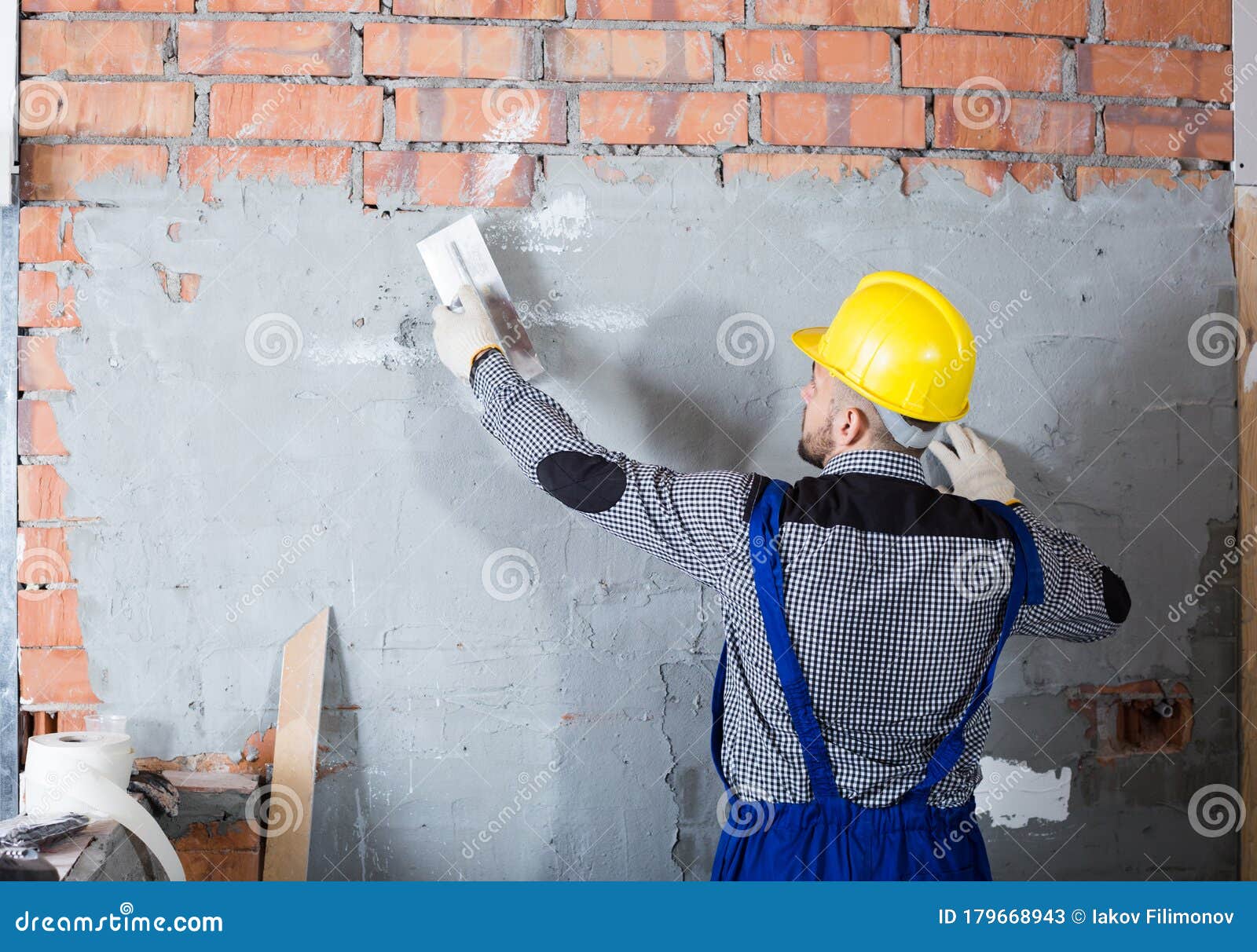 Craftsperson is Plastering the Wall Stock Image - Image of mason ...