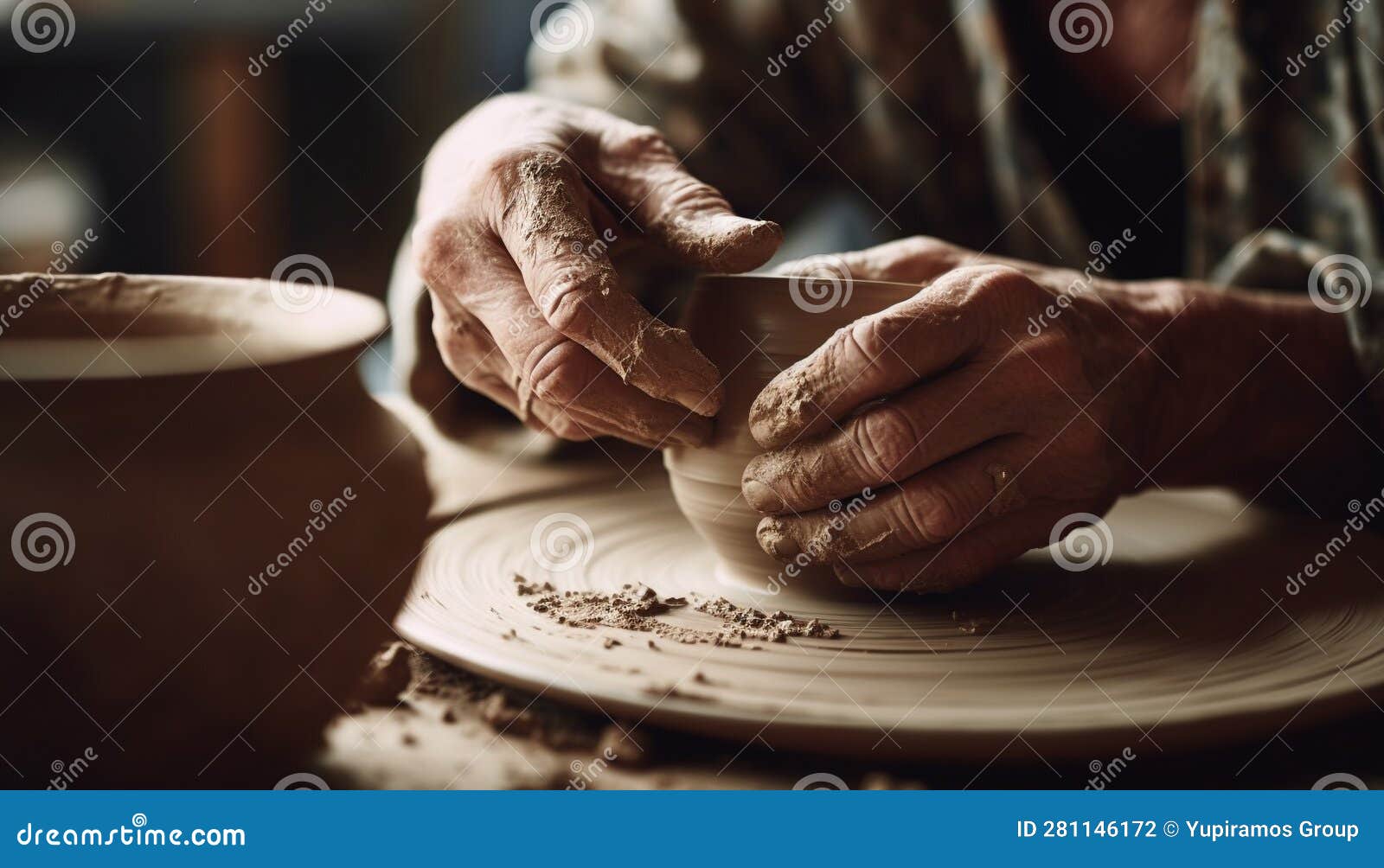 Craftsperson Turning Clay on Pottery Wheel, Creating Handmade Vase ...