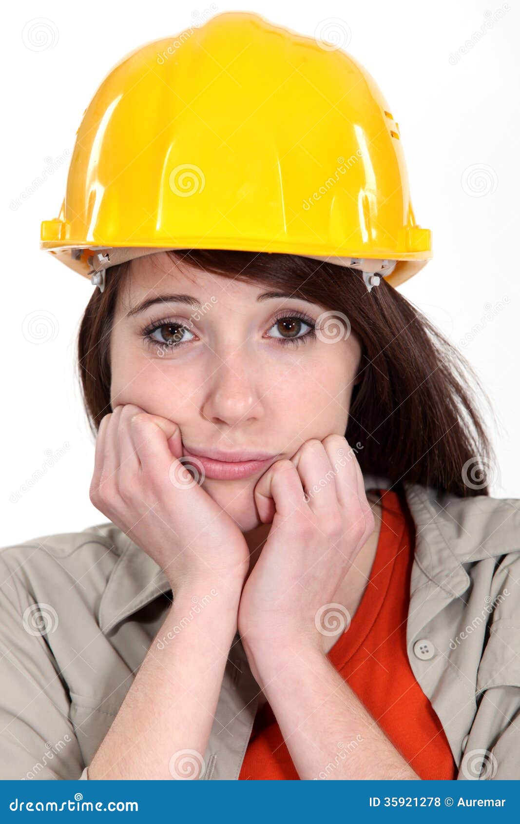 Craftswoman looking bored stock photo. Image of stress - 35921278