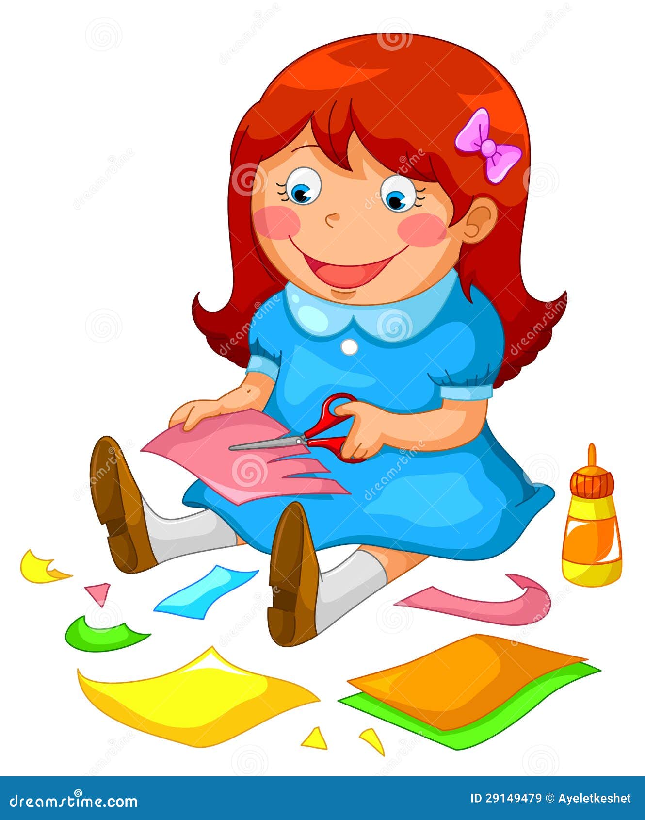 Crafty girl stock illustration. Illustration of cutting - 29149479