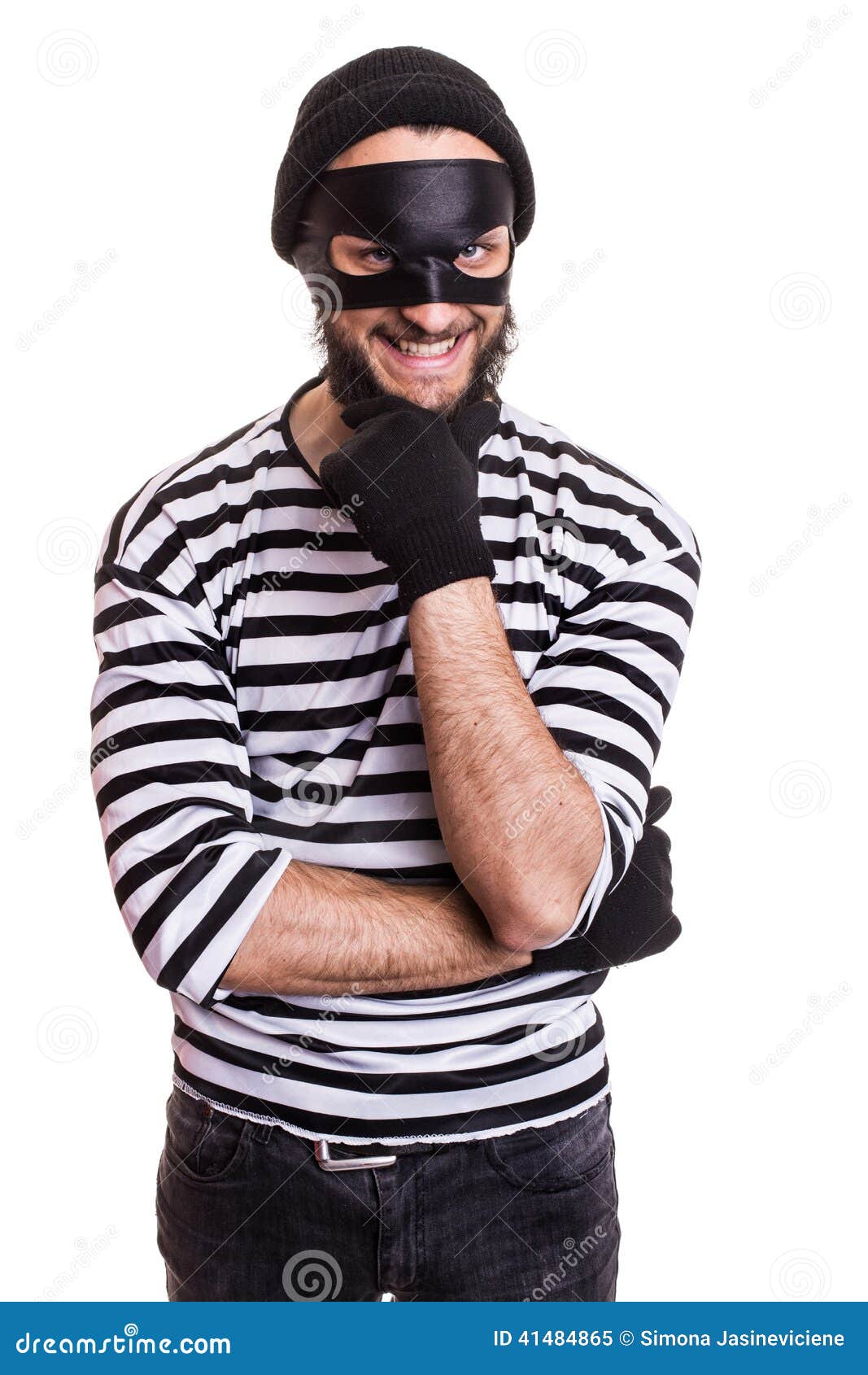 Crafty Robber Smiling and Thinking Stock Image - Image of look, costume ...