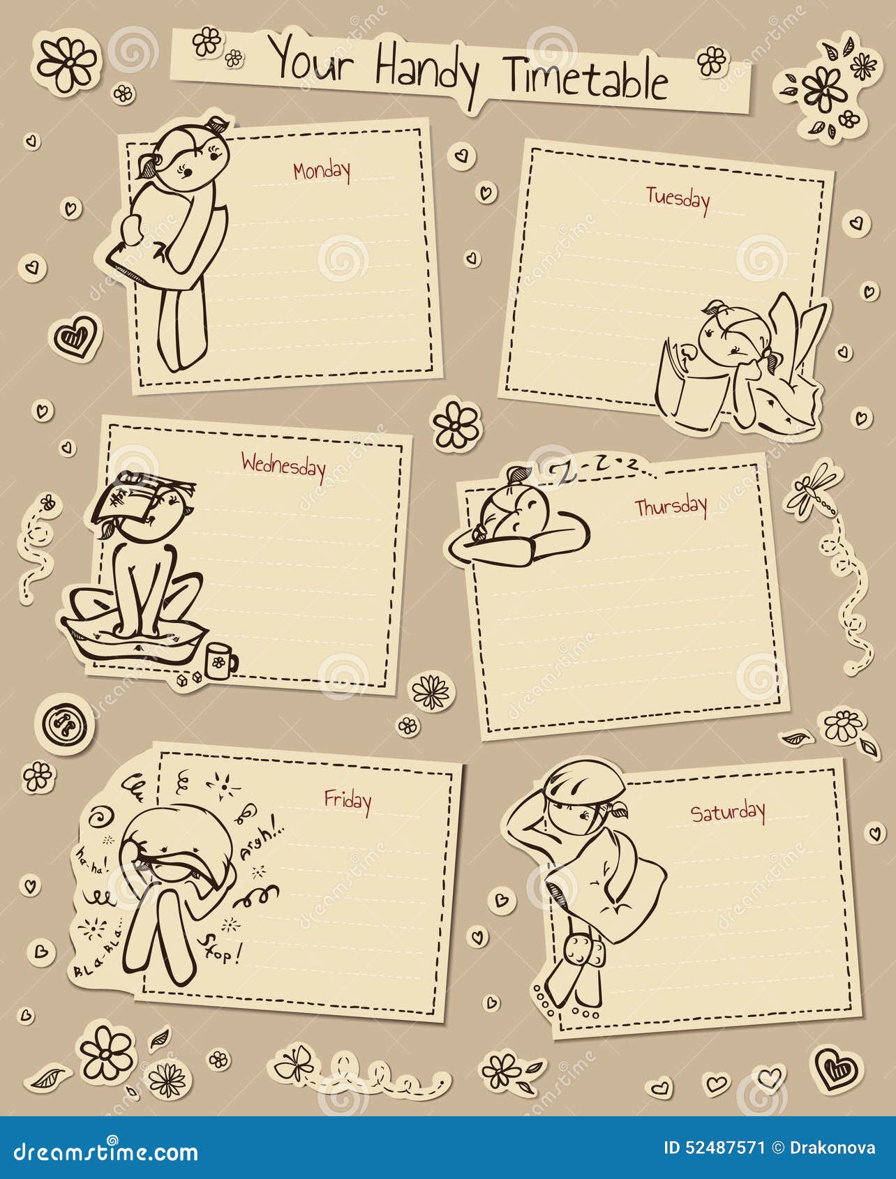 Crafty timetable stock vector. Illustration of background - 52487571