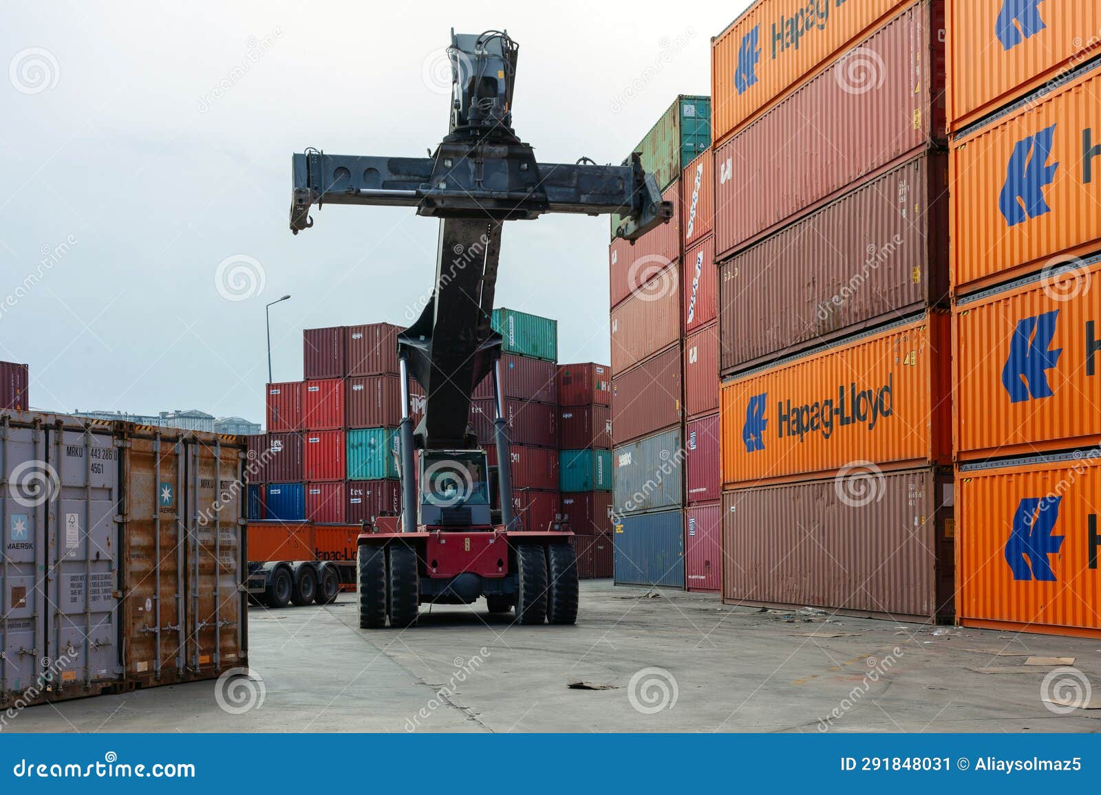 Craine before Colorful Container Stack Towerd To Exit Editorial Photo ...