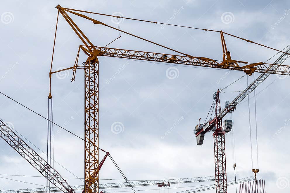 Crains on Construction Site of Building Stock Image - Image of industry ...