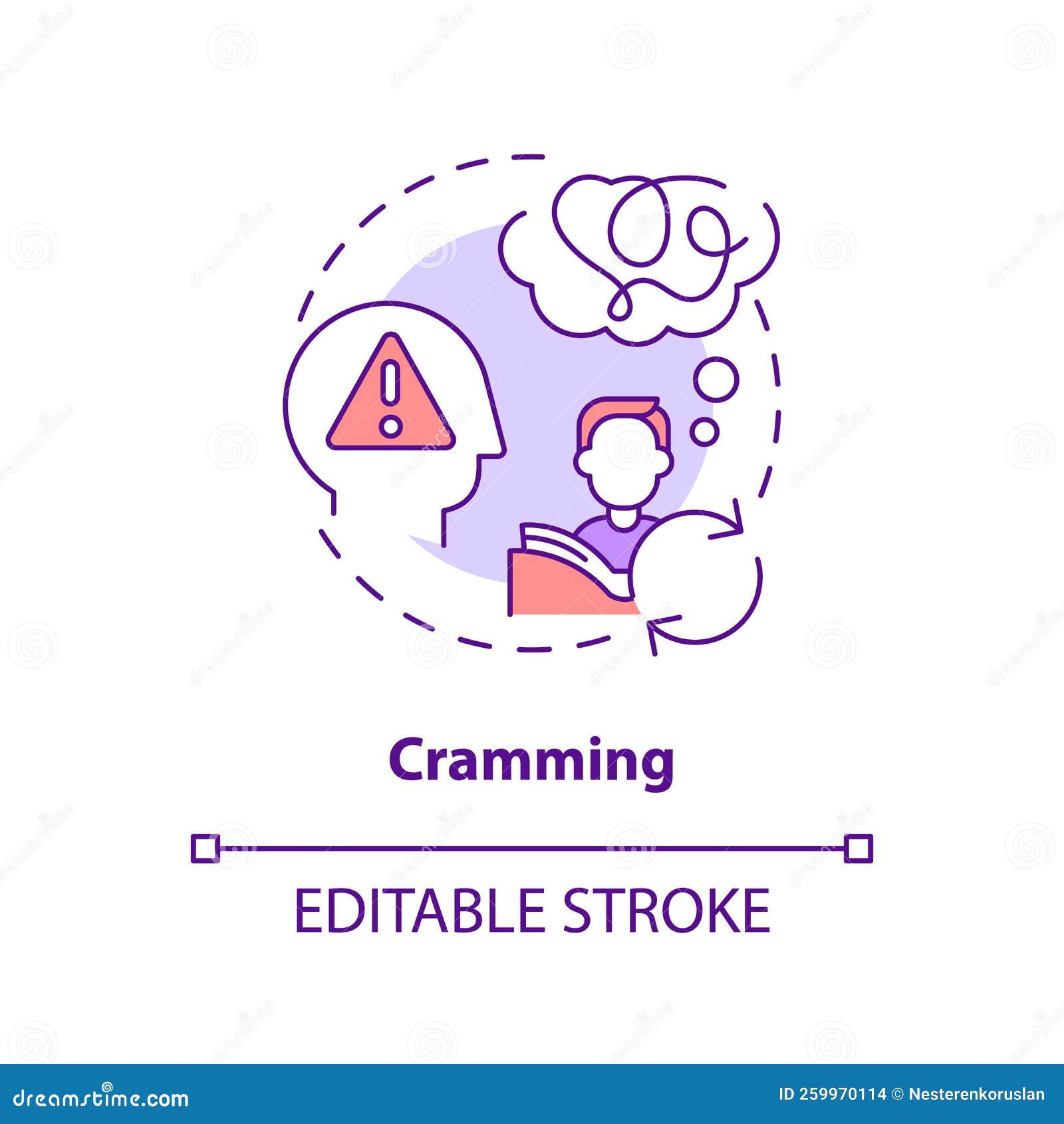 Cramming concept icon stock vector. Illustration of brain - 259970114