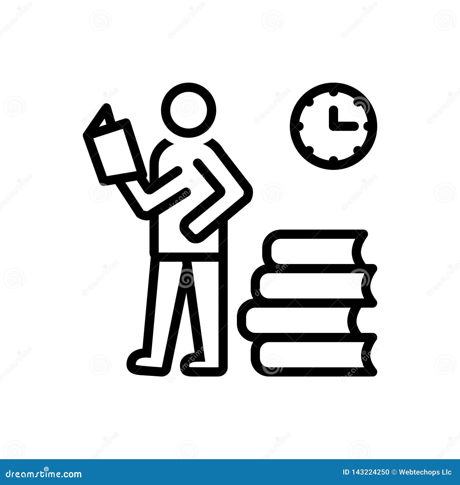 Black Line Icon for Cramming, Bookworm and Book Stock Vector ...