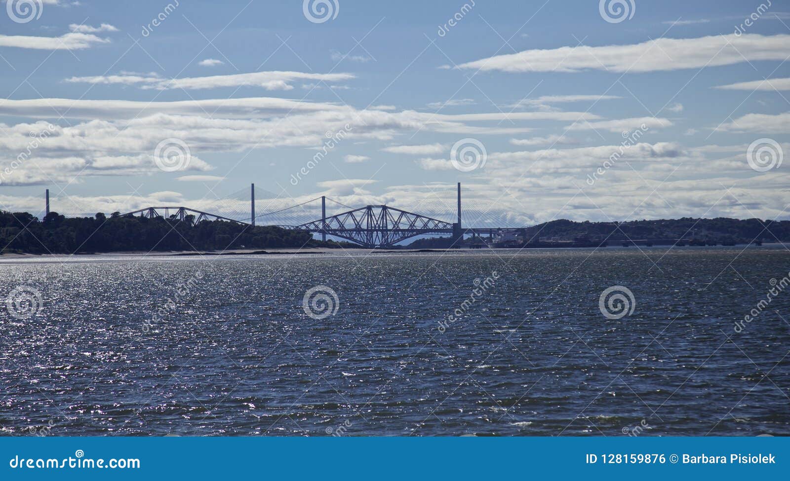 Cramond Island - View of the Forth Bridge. Stock Photo - Image of ...
