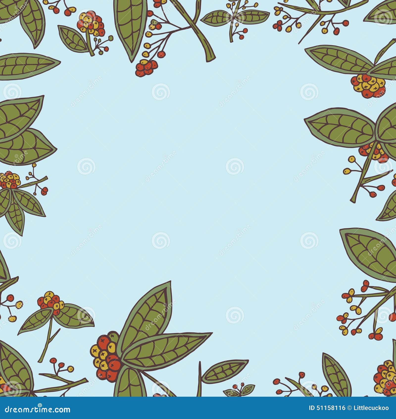 Cranberry Border Pattern with Leaves and Berries. Stock Vector ...
