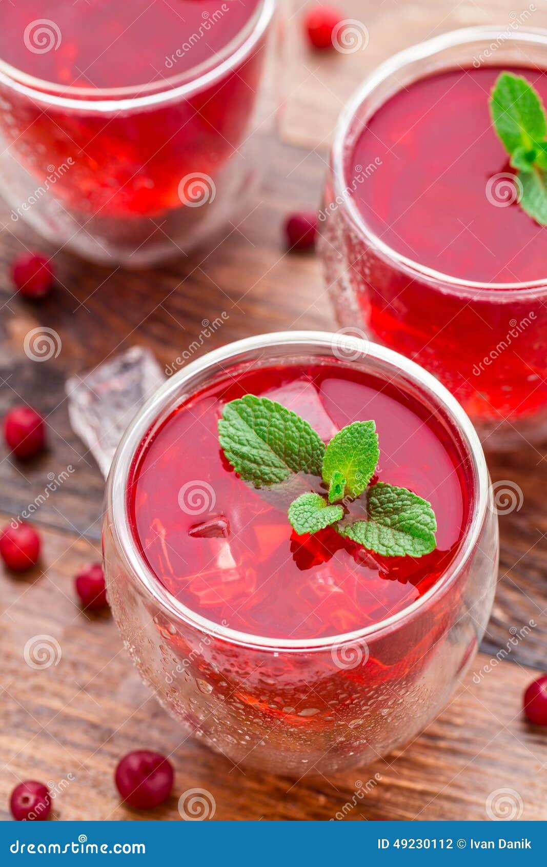 Cranberry Cocktail with Mint Garnish. Stock Photo - Image of closeup ...
