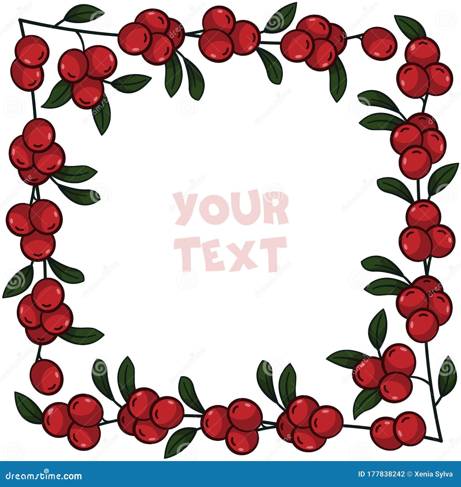 Cranberry Frame; Vector Illustration; Square Border with Red Forest ...