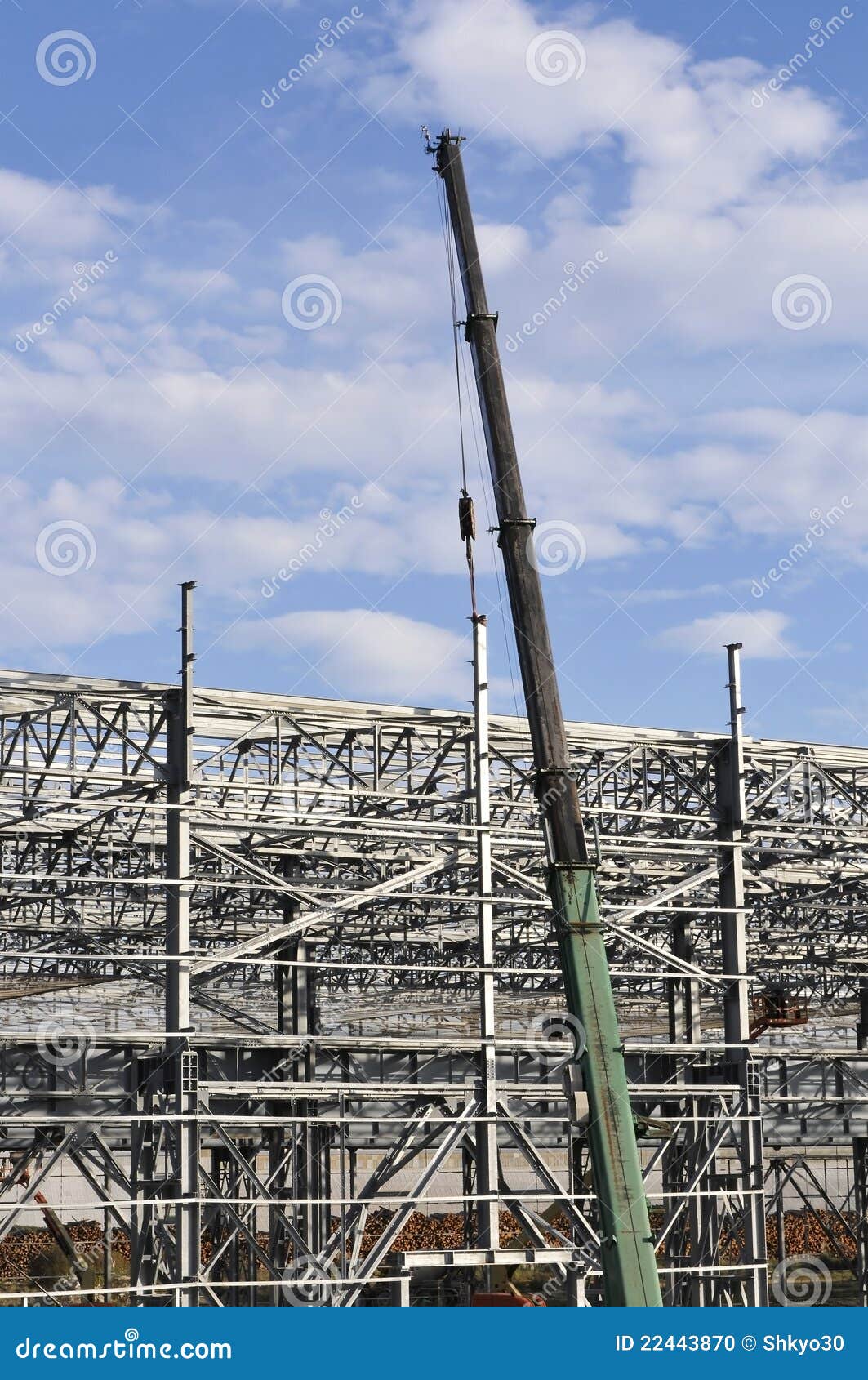 Crane Above Metallic Building Structures in a Yard Stock Photo - Image ...