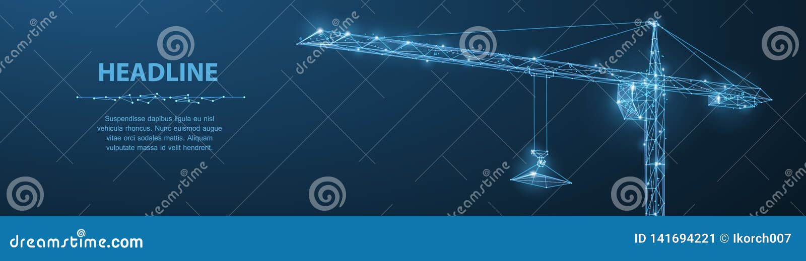 Crane. Abstract Vector Wireframe Crane on Dark Blue Background Stock ...