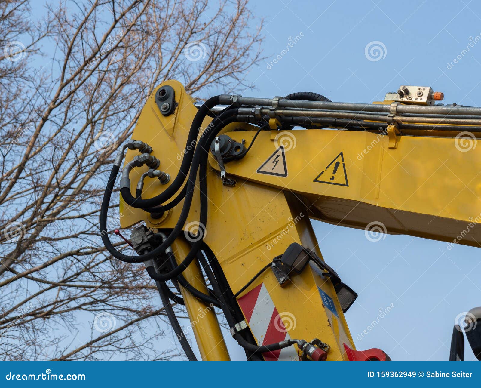 Crane arm of an excavator stock image. Image of excavator - 159362949