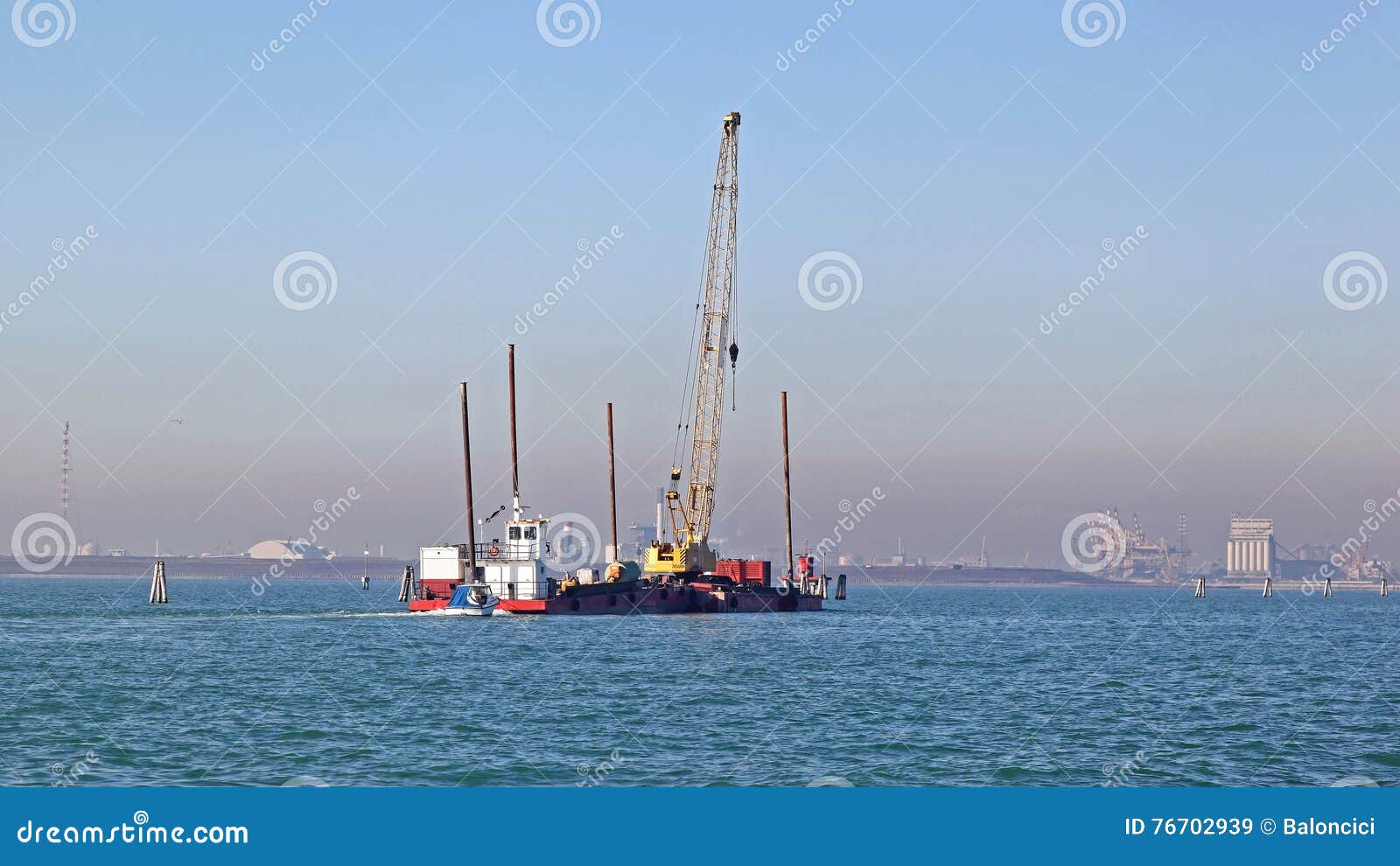 Crane Barge Doing Marine Heavy Lift Installation Royalty-Free Stock ...