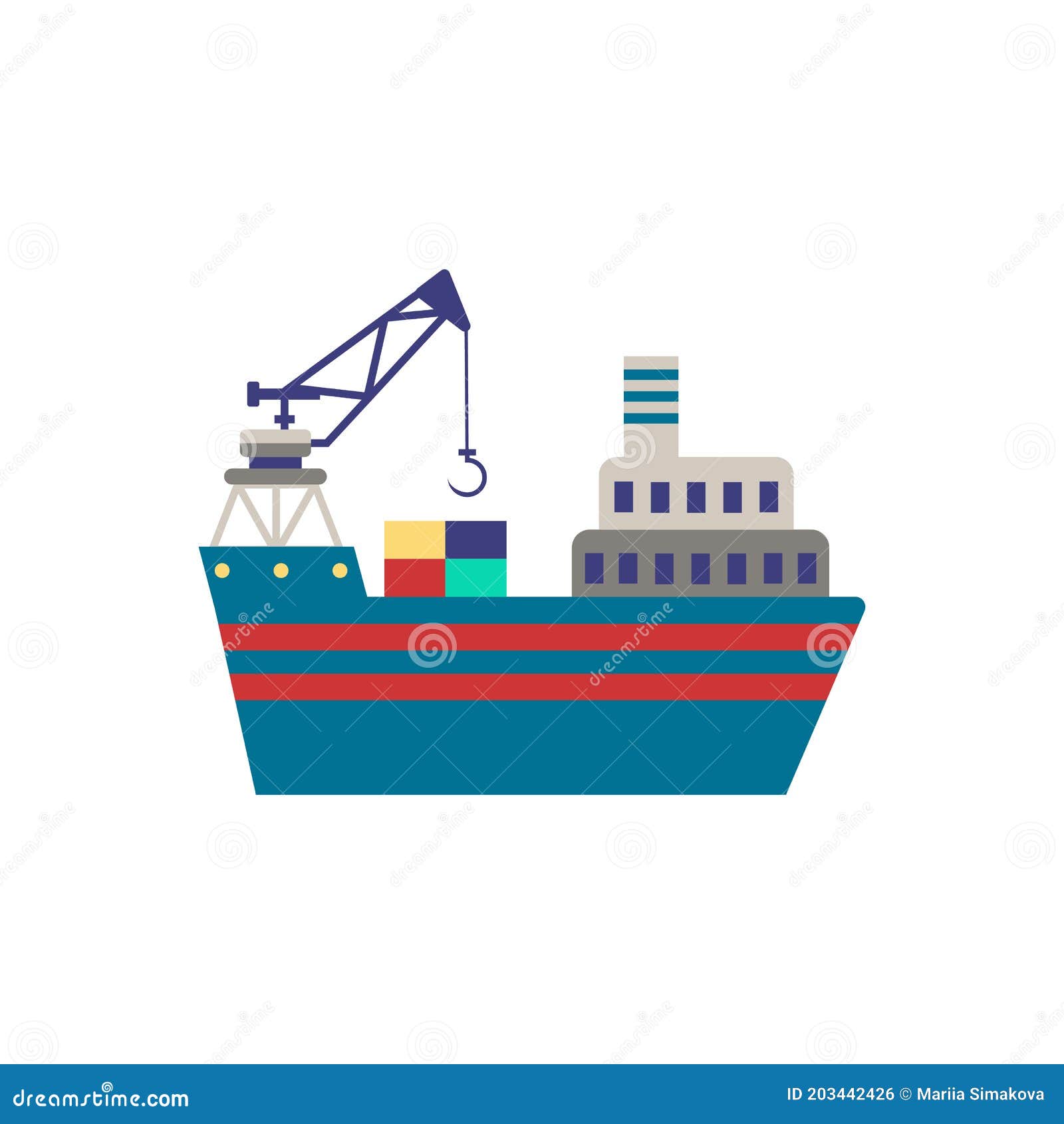 Crane Barge Icon. Simple Element from Port Collection. Creative Crane ...