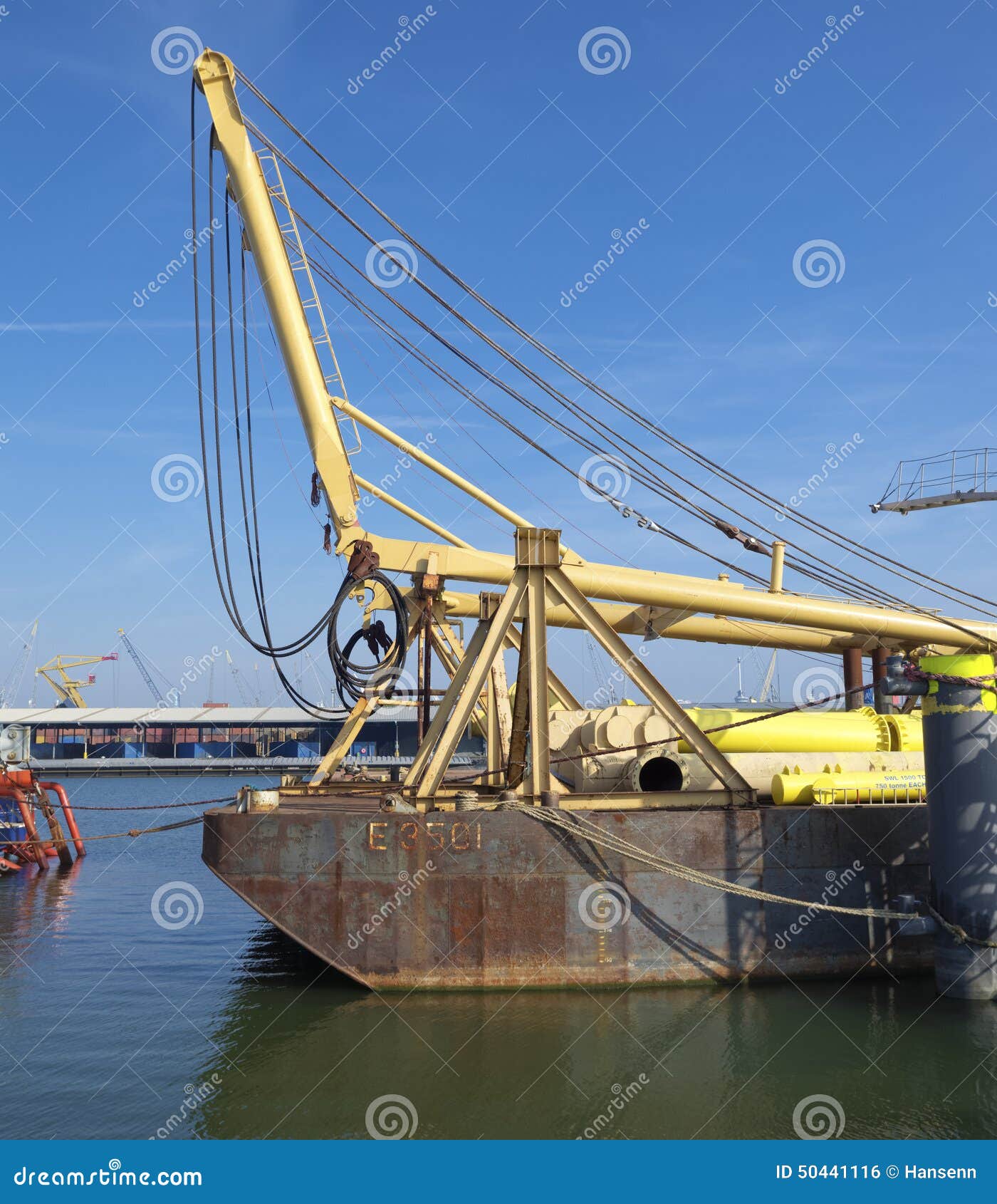 Crane on barge stock photo. Image of exterior, built - 50441116