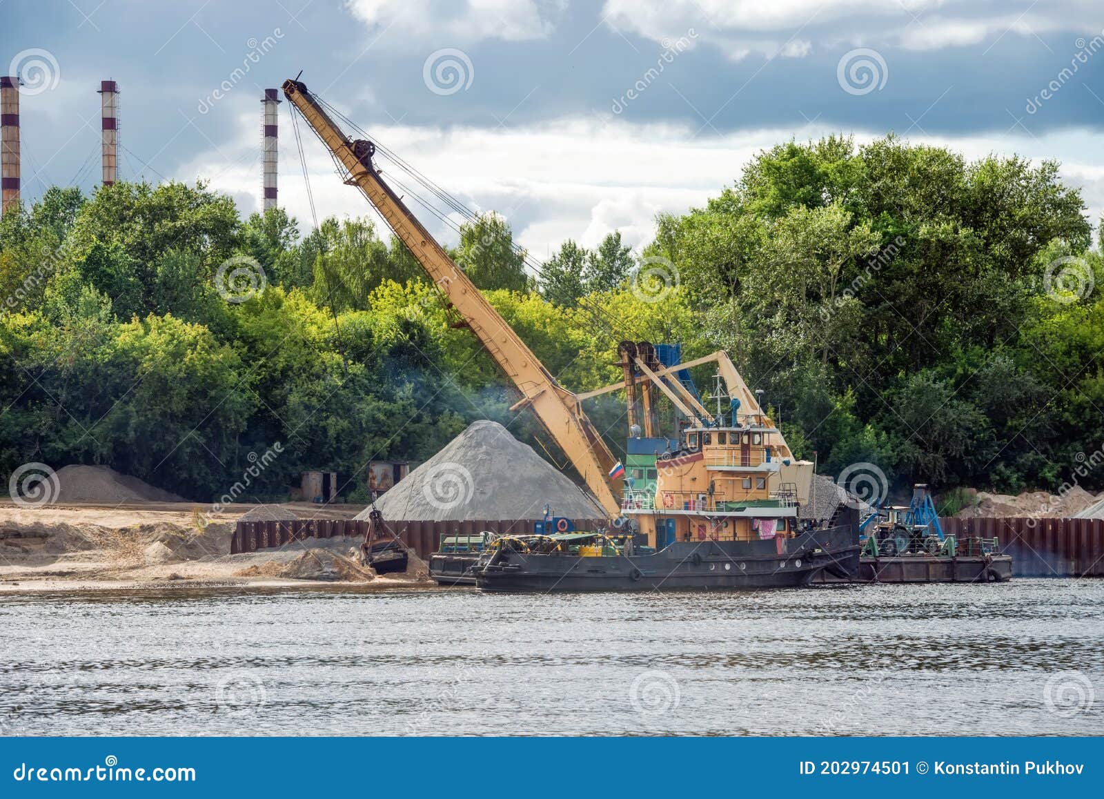 Sand discharge site stock image. Image of flat, crane - 202974501