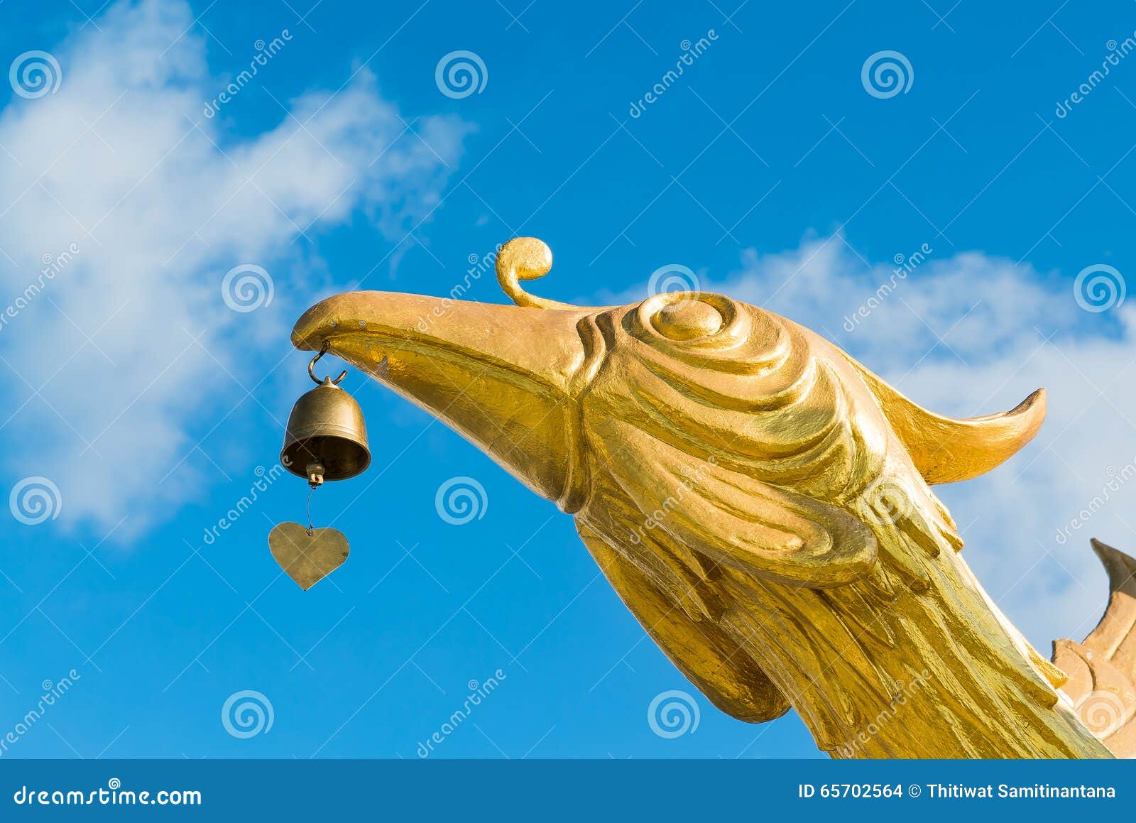 Crane Bird with Bell Statue Stock Photo - Image of animal, gold: 65702564