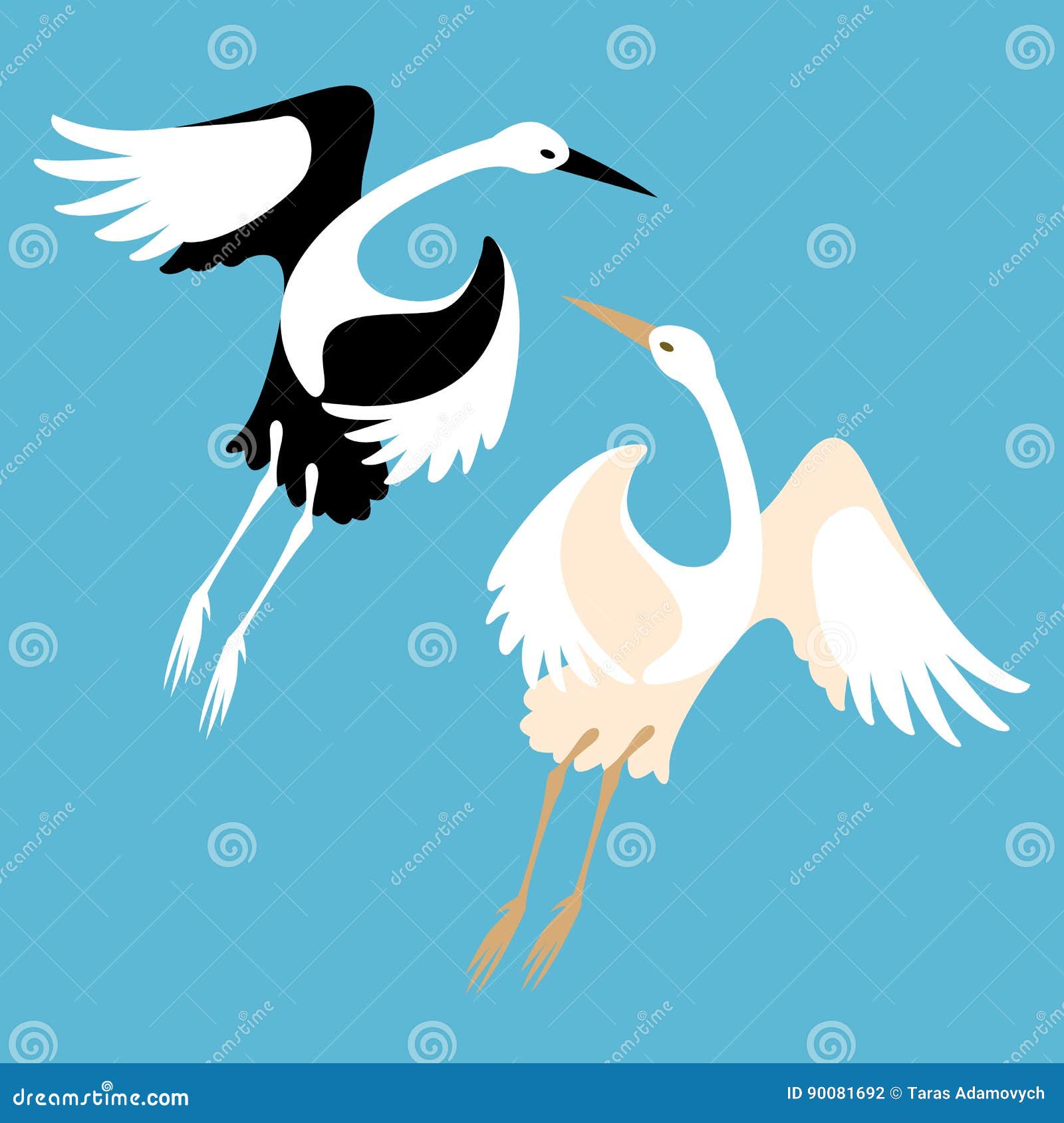 Crane Bird Flat Style Vector Illustration Stock Vector - Illustration ...