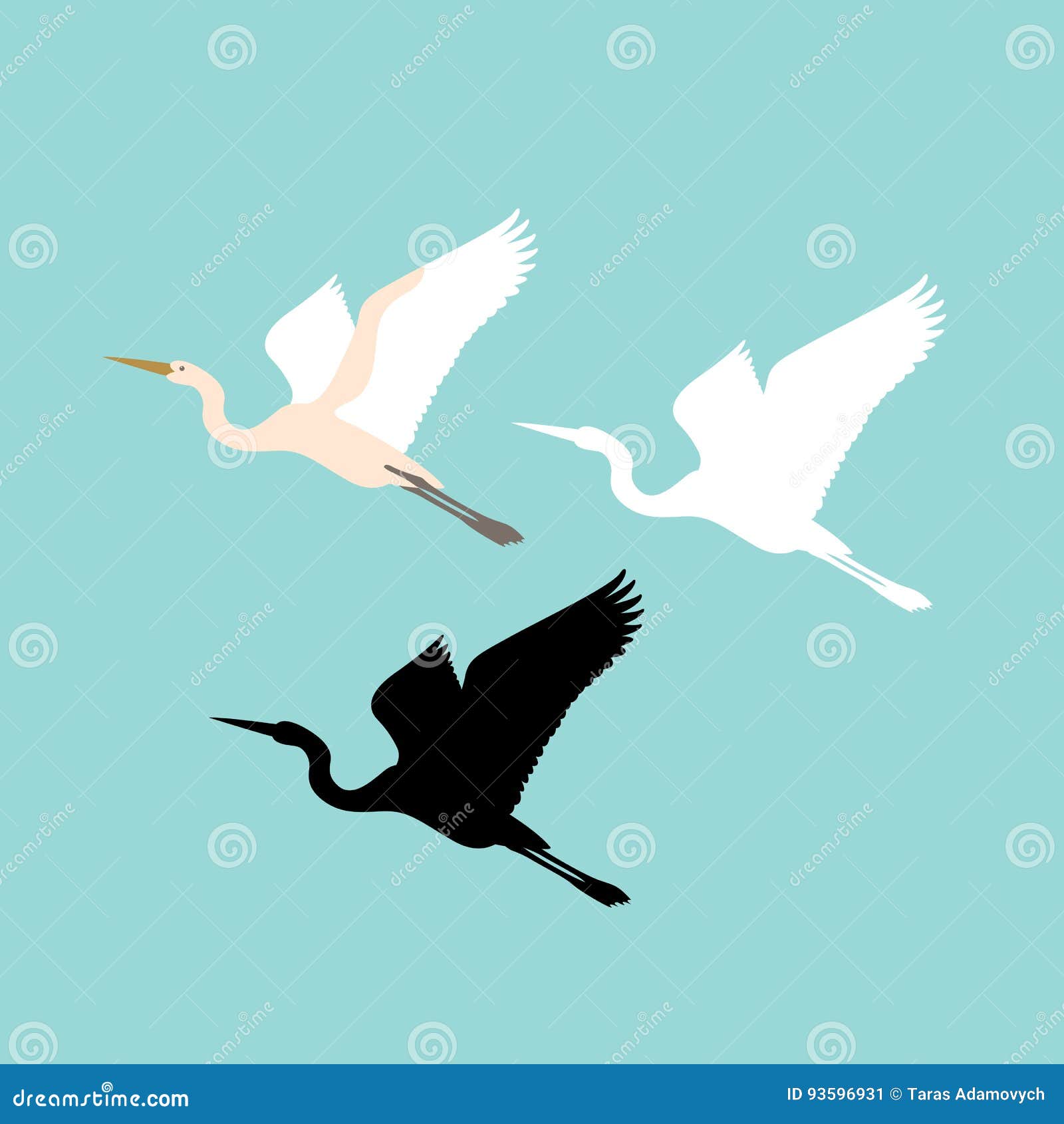 Crane Bird Vector Illustration Style Flat Silhouette Stock Vector ...