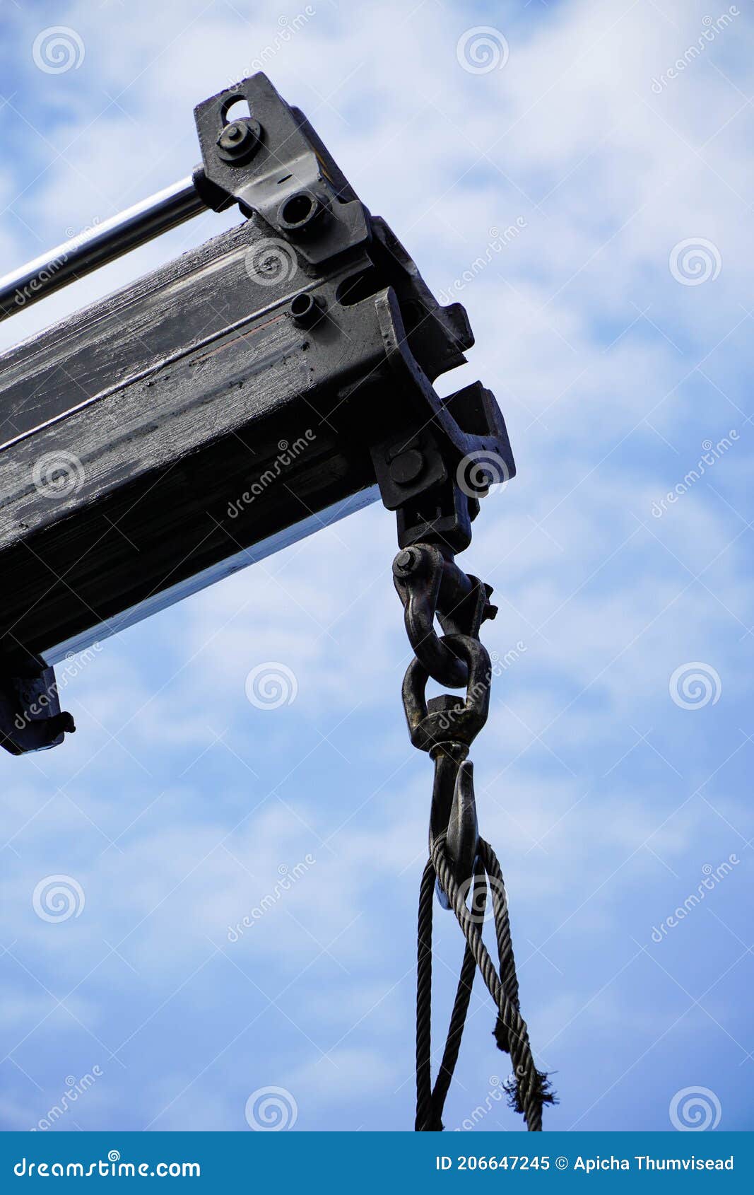 Crane Boom with Isolated Hook Blue Sky Background Elements of Crane ...