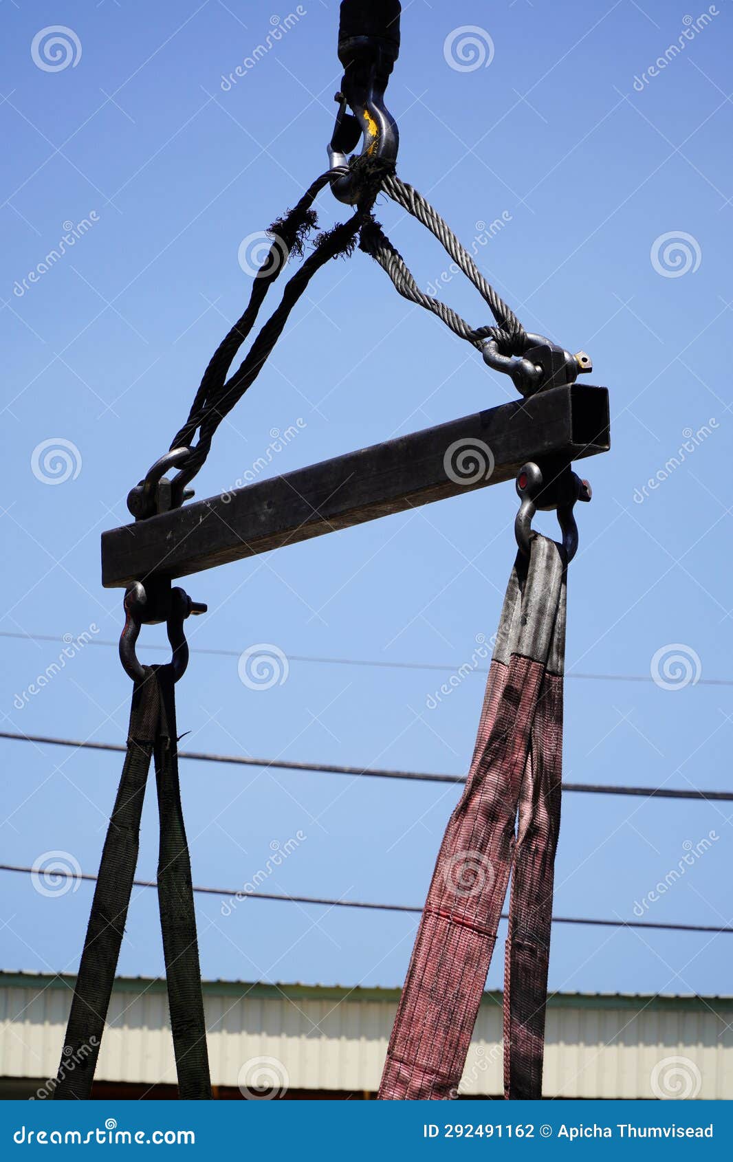 Crane Boom with Isolated Hook, Blue Sky Background,Elements of Crane ...