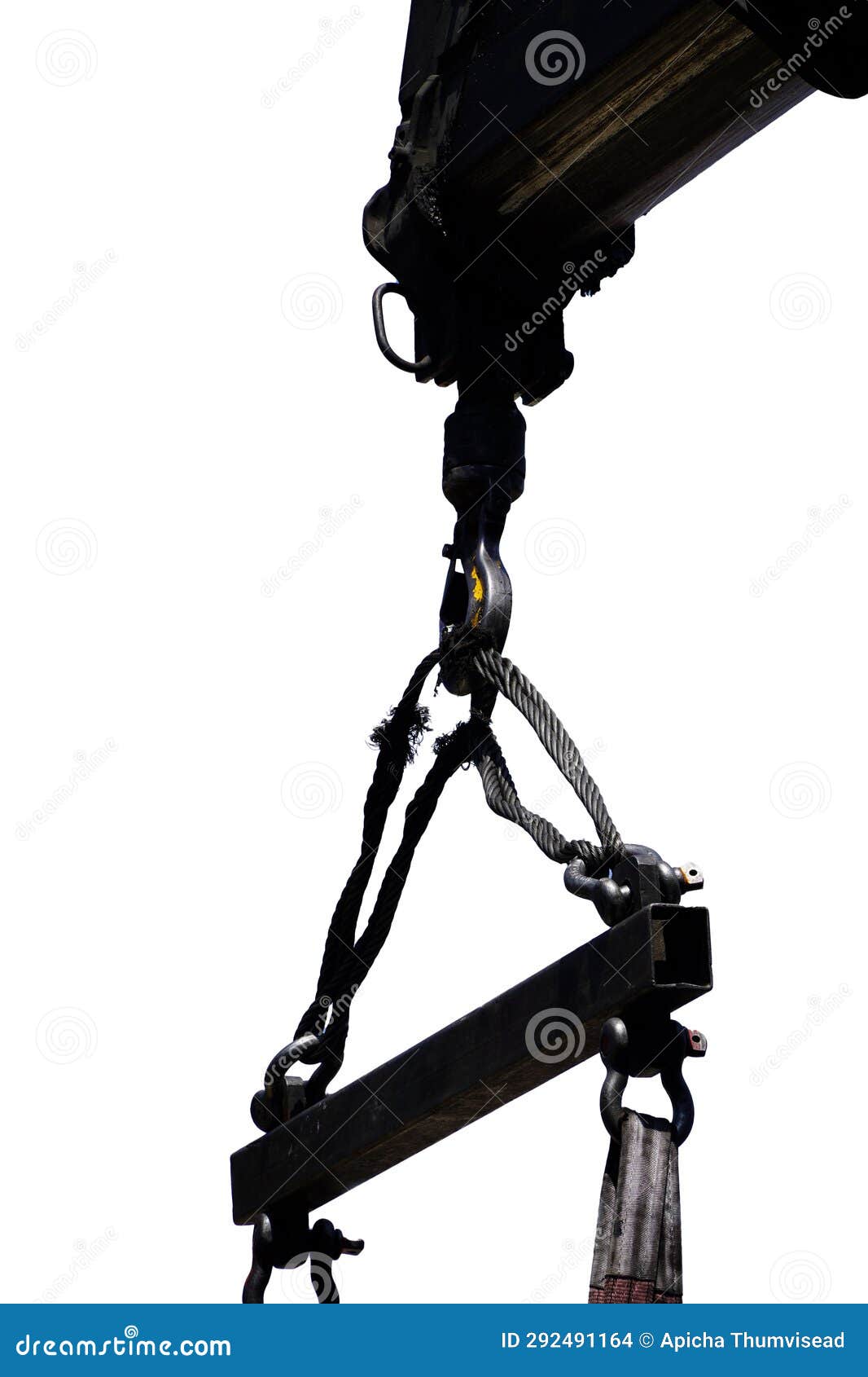 Crane Boom with Isolated Hook, Blue Sky Background,Elements of Crane ...